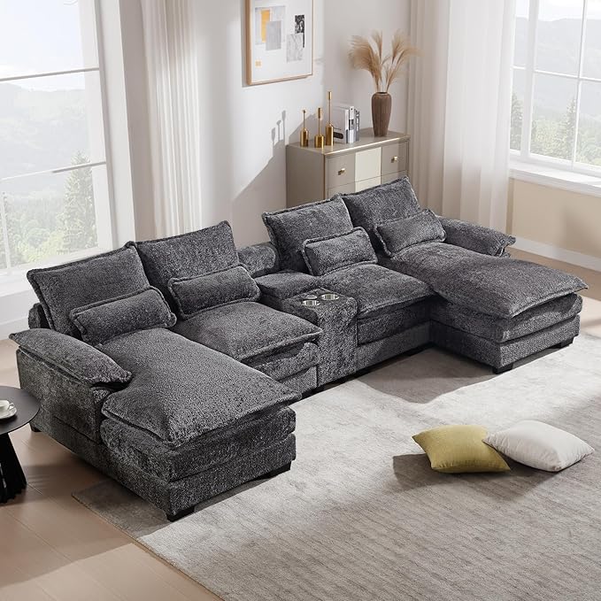 Amazon.com: Suheww U Shaped Modular Sectional Sofa, 124.8" Cloud Couch ...