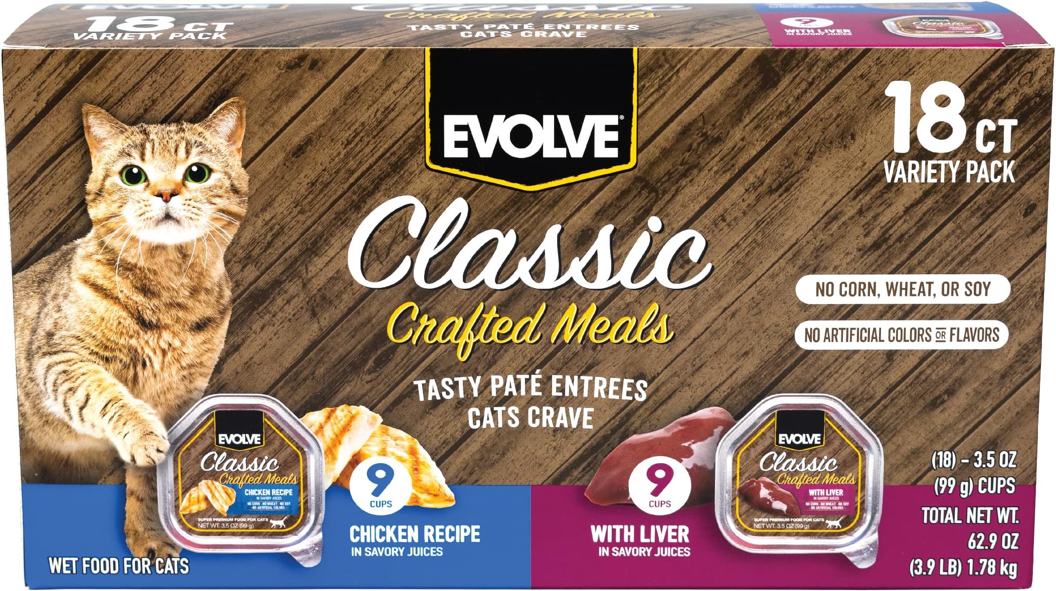 Amazon.com : Evolve Classic Crafted Meals Cat Food Variety Pack - Chicken Recipe & Liver Recipe ...