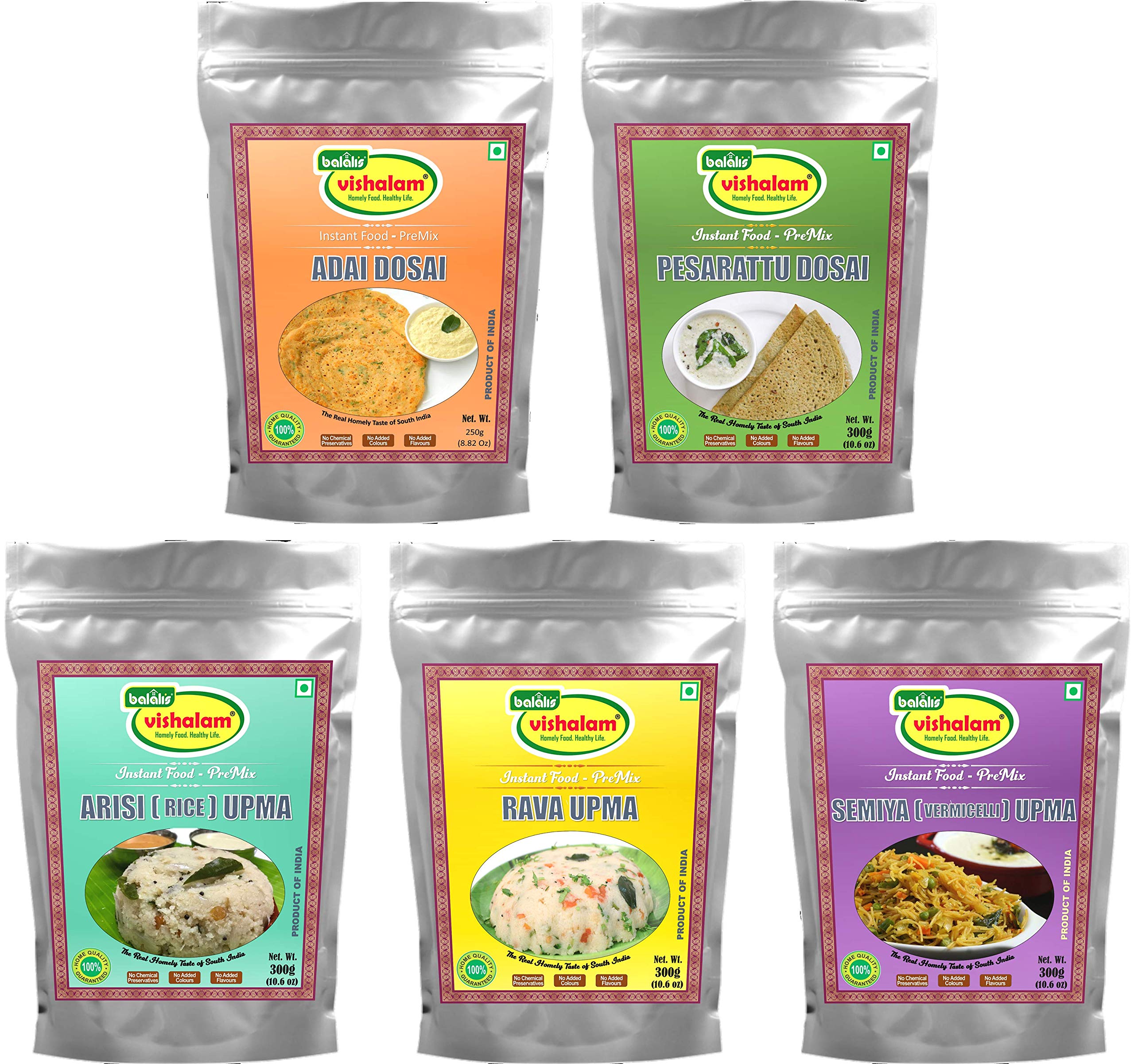 Buy Balali's Vishalam Instant Breakfast-Premix 5 x 300g Combo (Adai ...