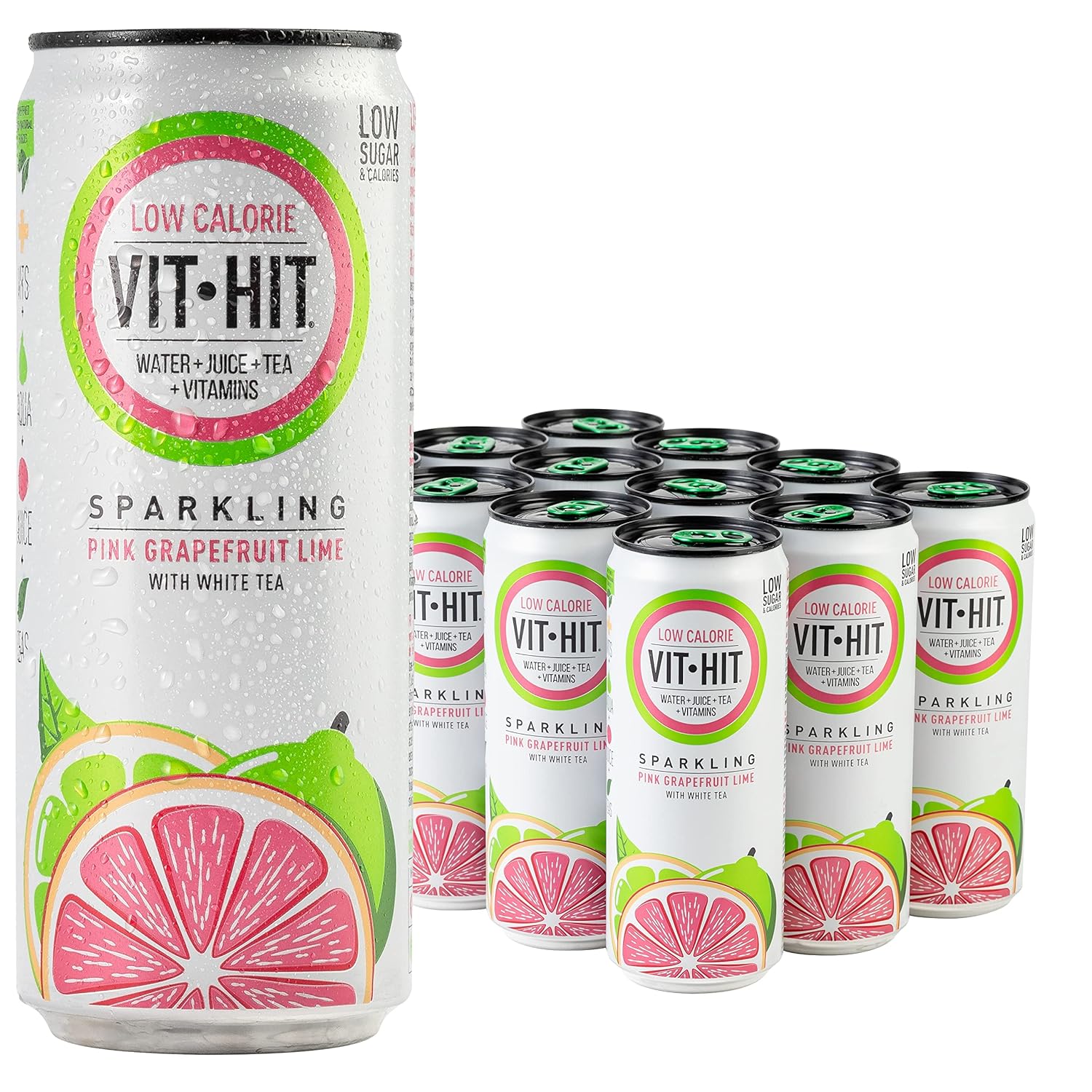 VIT HIT Sparkling – 12 x rosa Grapefruit + Limette + weißer Tee | vegan ...