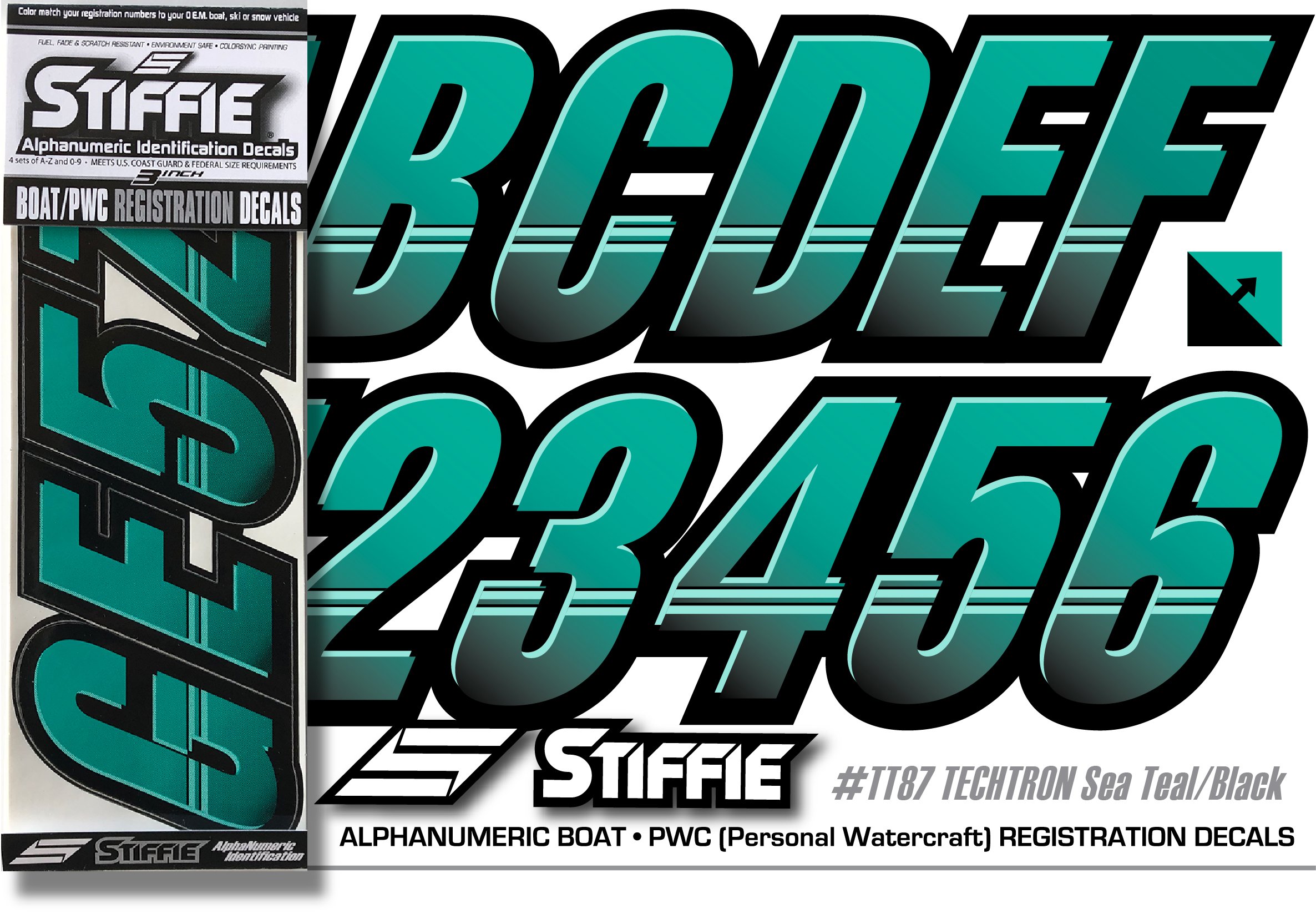 Snapklik.com : STIFFIE Techtron Sea Teal/Black 3" Boat & PWC ...