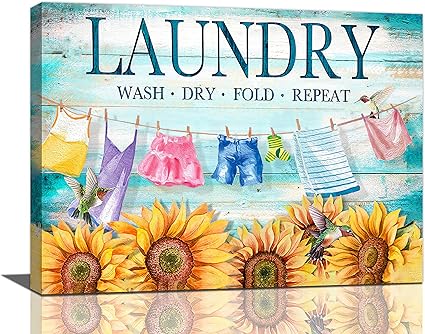 Amazon.com: Fuzawet Laundry Wall Art Farmhouse Sunflower Pictures Wall ...