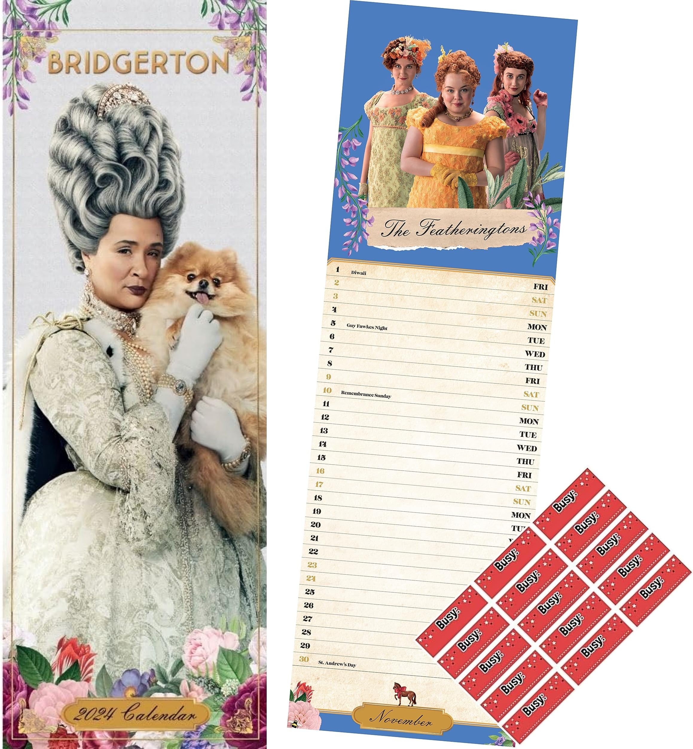 Bridgerton Calendar 2024 Slim format with FREE organising stickers ...