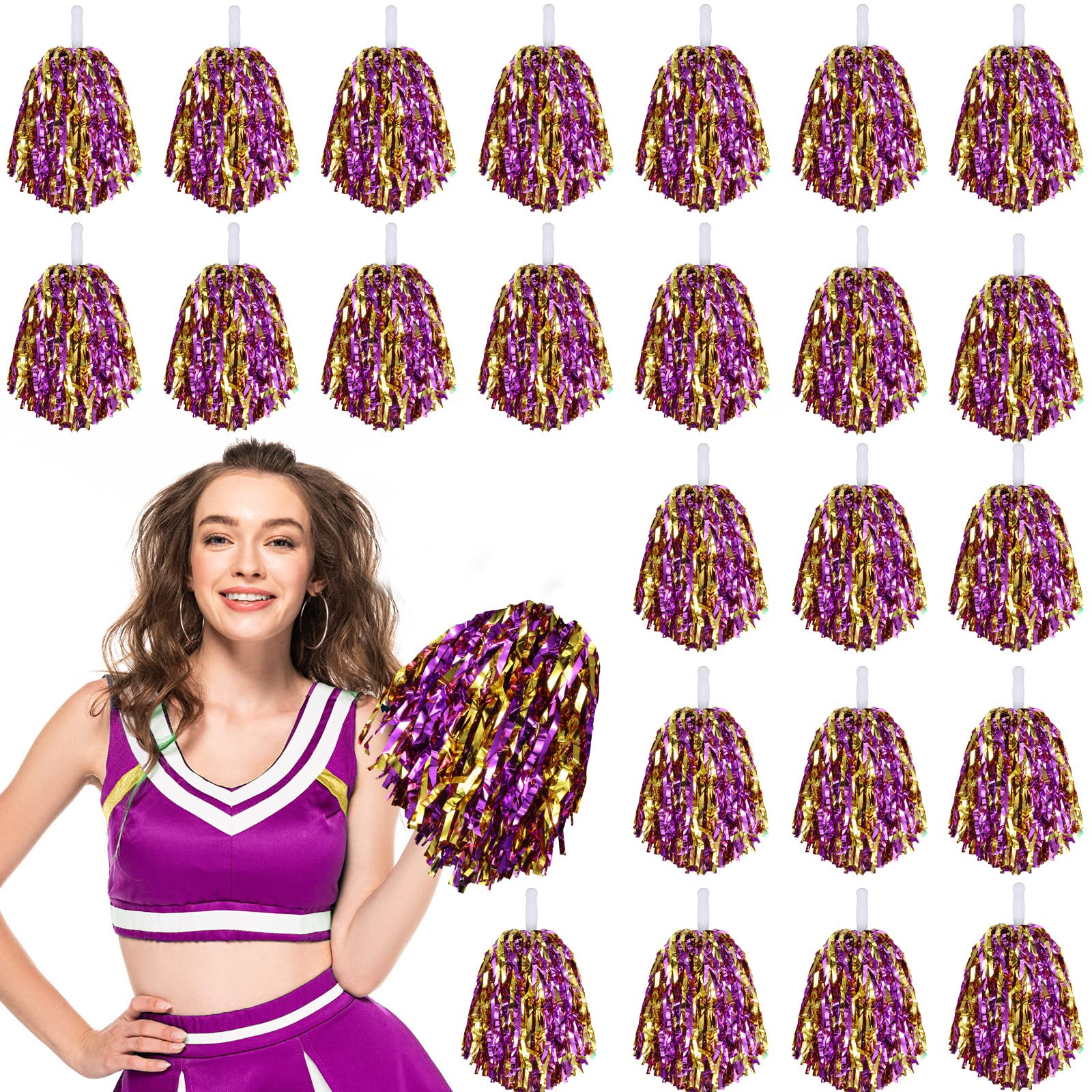Snapklik.com : 24 Pcs Pom Poms Cheerleading Cheerleader Spirited Cheer ...