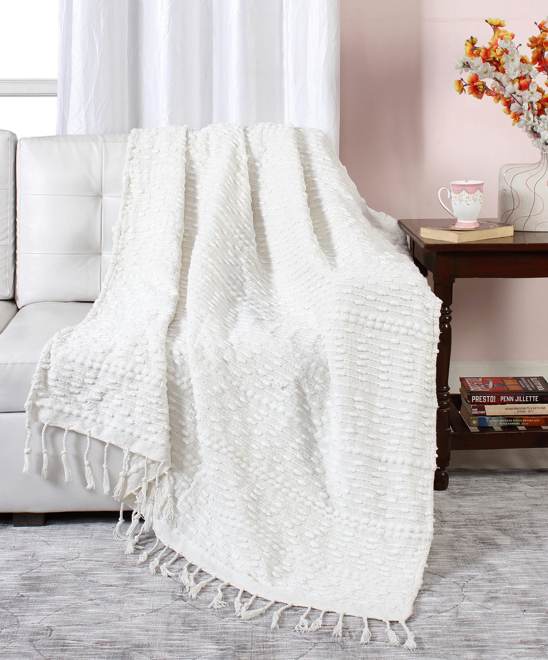 (IMAGE SIMILAR)ACCENTHOME Cotton Throw Blanket with Tufted Decorative ...