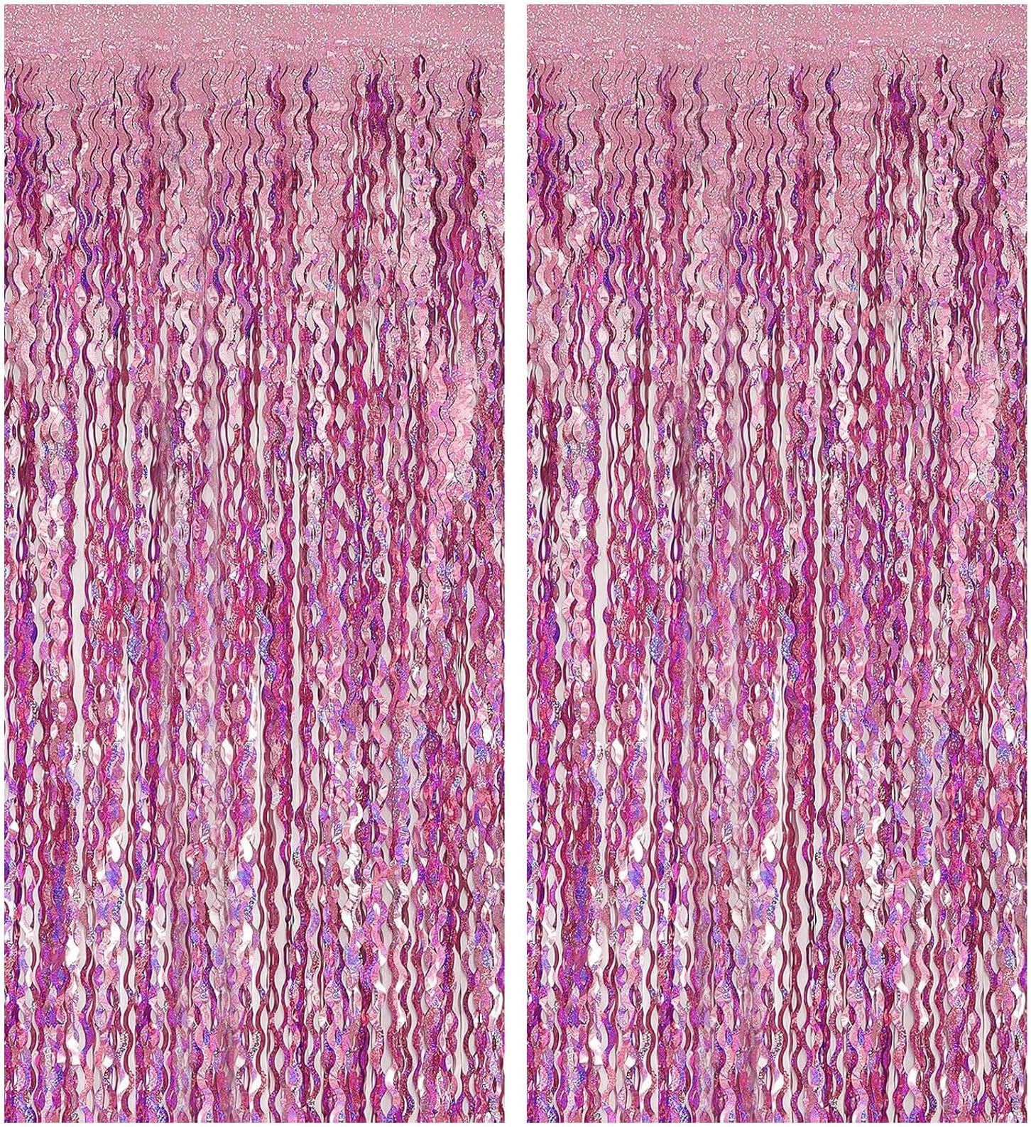 Amazon.com : Pink Streamers Fringe Backdrop Tinsel Foil Fringe Curtains ...