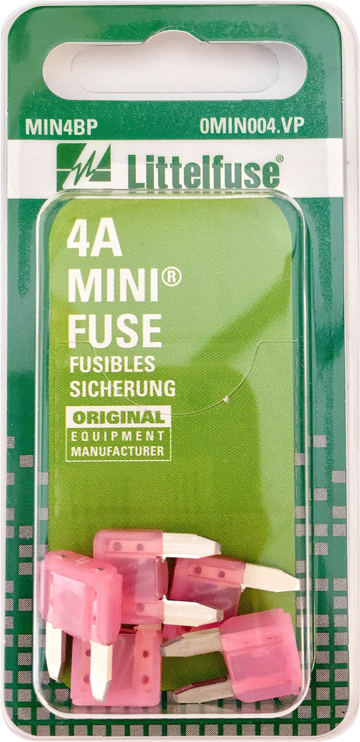 Amazon.com: Littelfuse 0MIN004.VP MINI 32 Volt 4 Amp Carded Blade Fuse ...