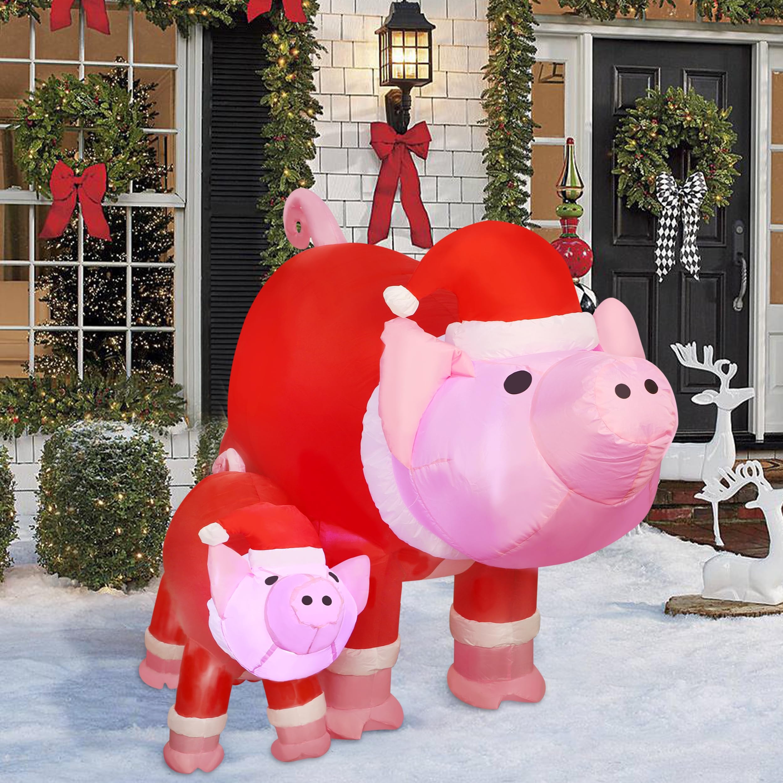 Snapklik.com : 3.3 Ft Tall Christmas Inflatable Pig, LED Lights Outdoor ...