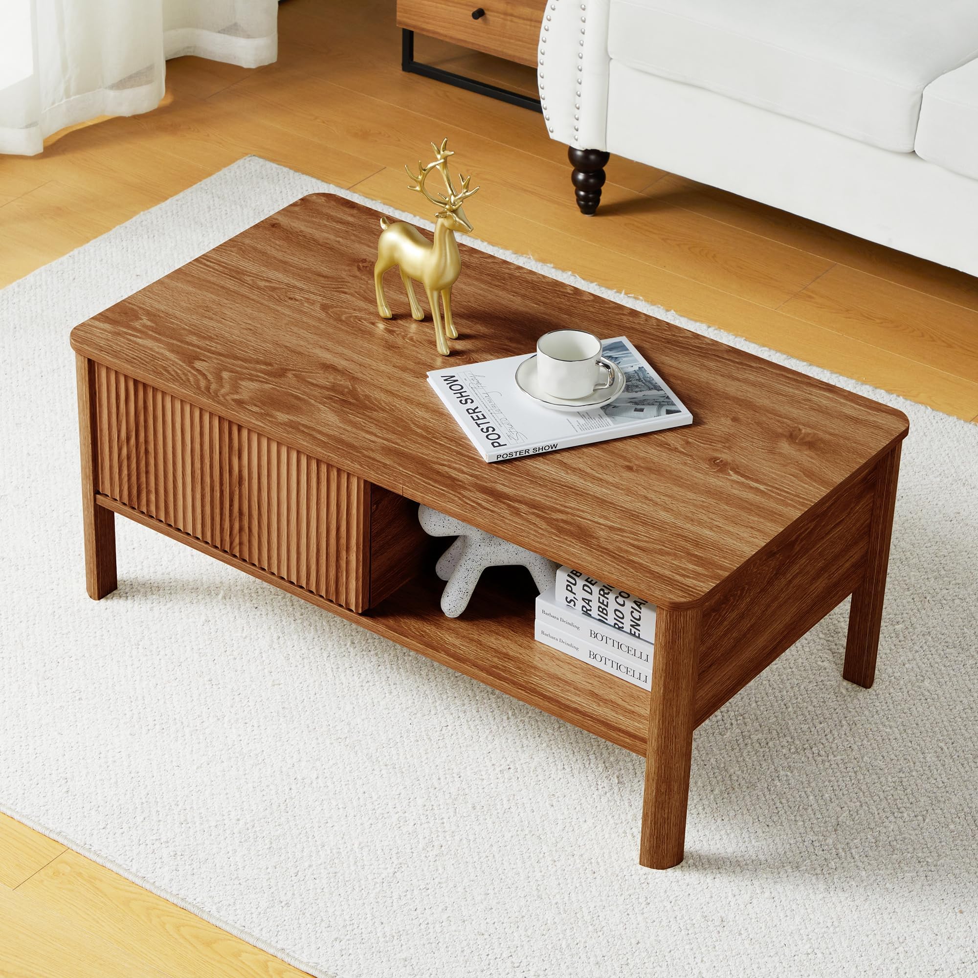 Amazon.com: LINSY HOME Coffee Table, Mid Century Modern Coffee Table ...