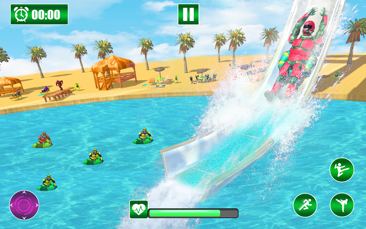 Robot Water Slide super hero water slide Game uphill Waterpark Slide ...