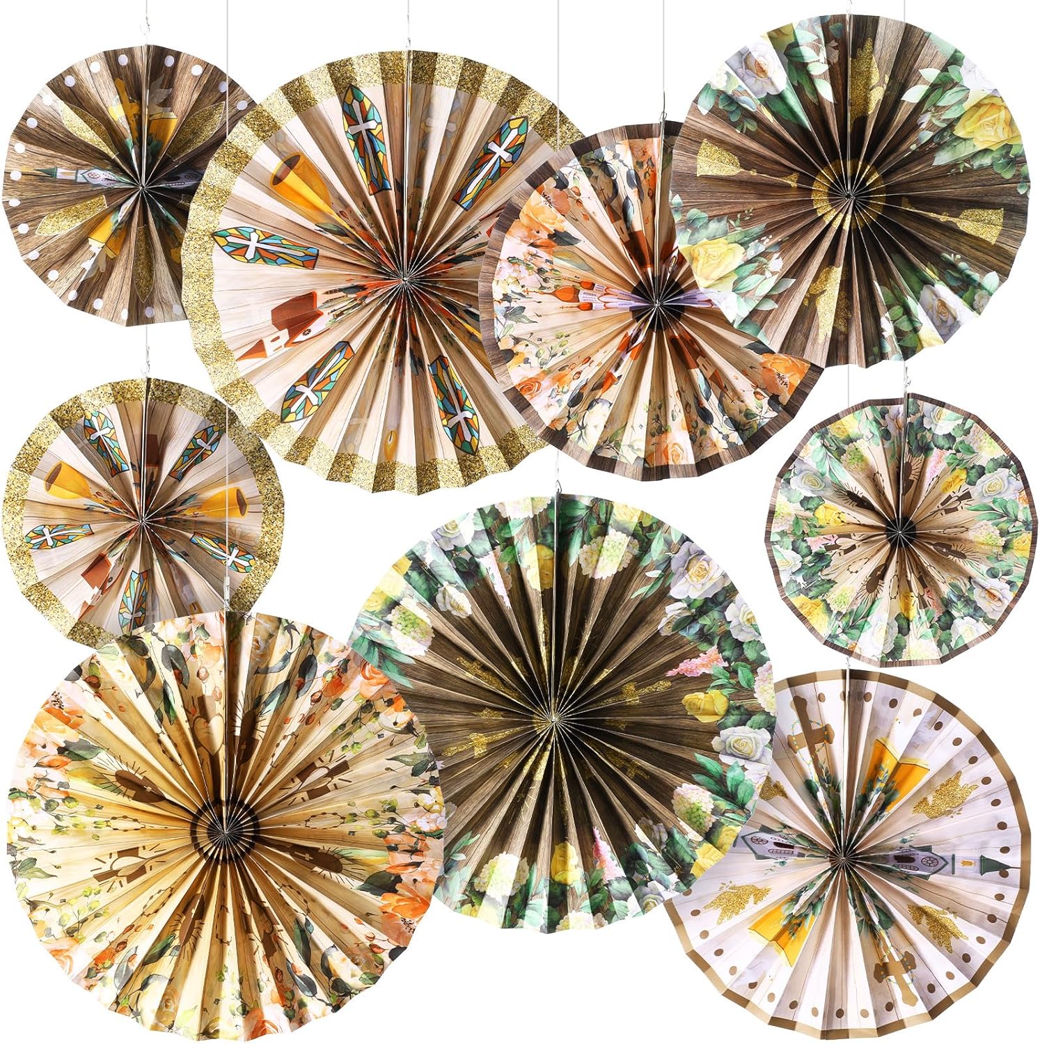 Amazon.com: Outus 9 Pcs First Holy Communion Decorations Paper Fans God ...