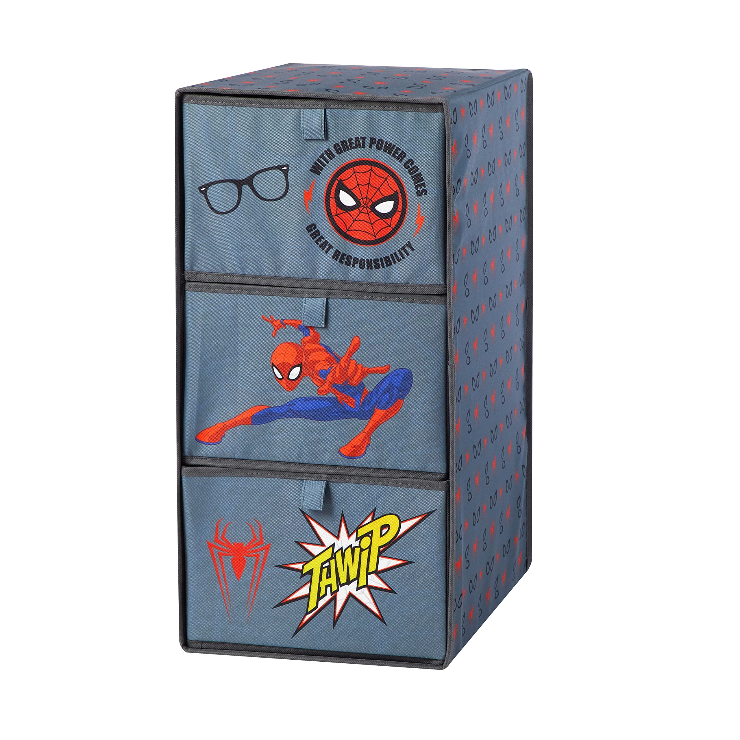 Marvel Spiderman 3 Drawer Soft Storage Unit with Poly Canvas Frame