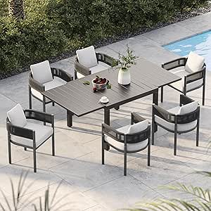 Amazon.com: Grand patio 7-Piece Outdoor Dining Set for 6 with 1 ...