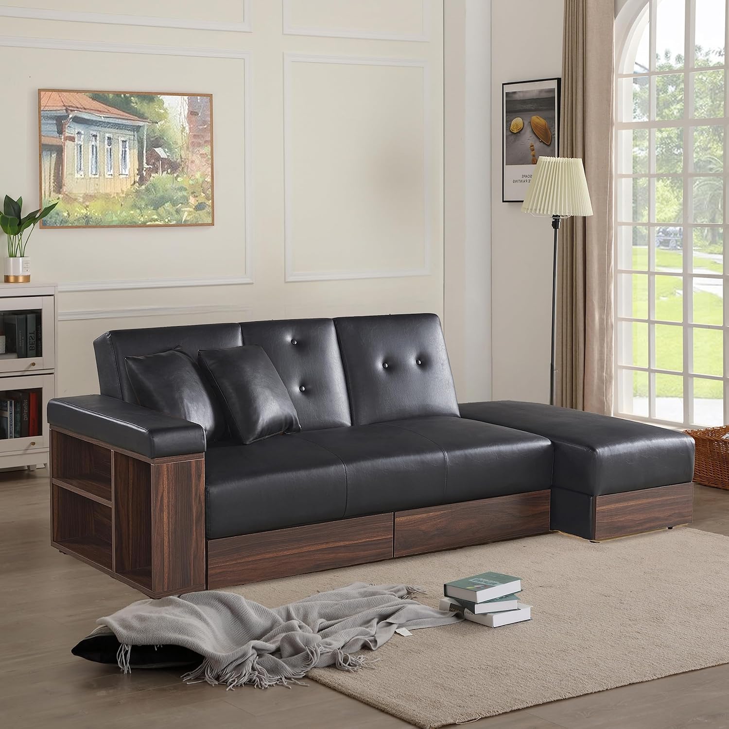 Amazon.com: Asucoora 82.3'' Upholstered Sofa Bed with Storage ...