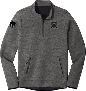 Amazon.com: Unisex US Coast Guard Quarter Zip Pullover, Gray Color ...