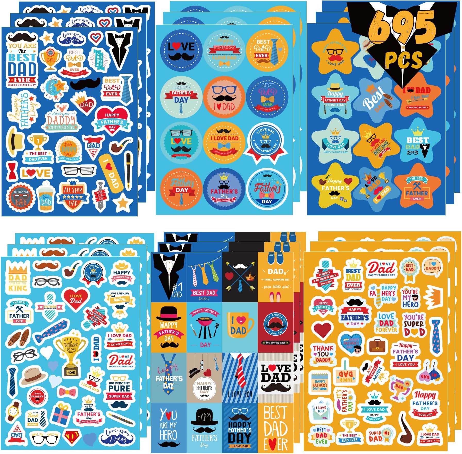 Amazon.com: Father's Day Stickers Best Dad Stickers for Kids Envelope ...