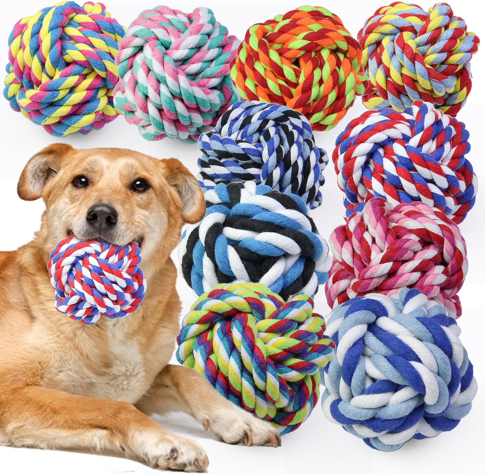GASAPET Chew Rope Toys for Aggressive Chewers, 10 Pack Durable Balls ...