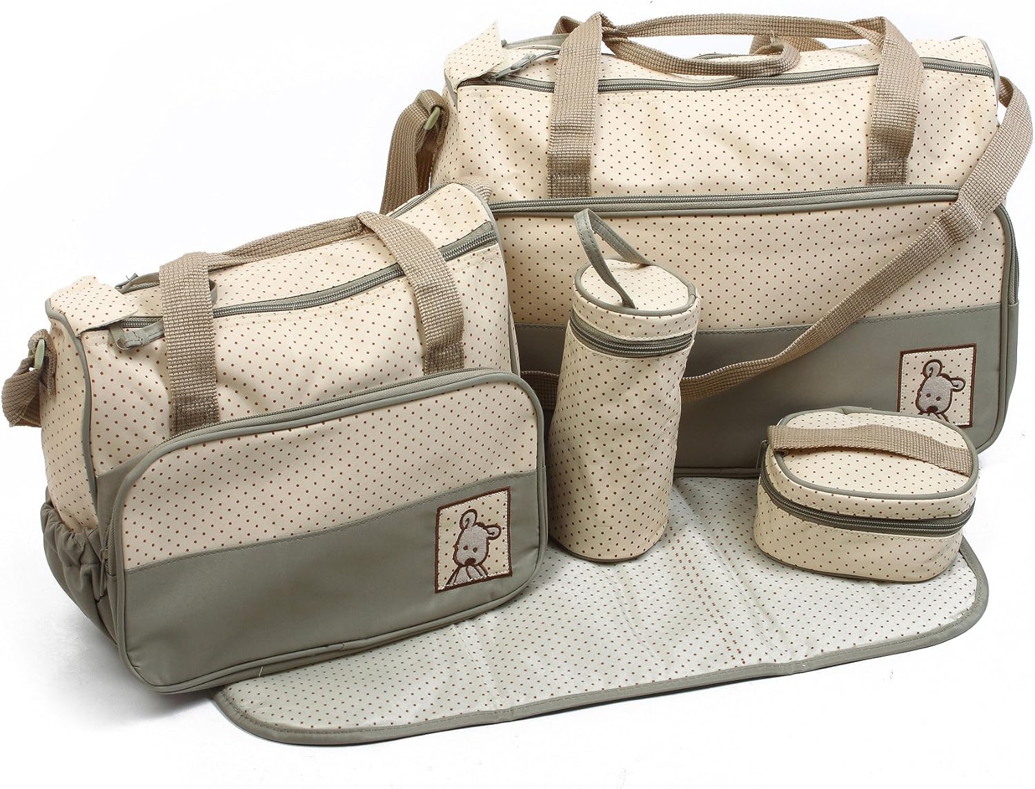 5pcs Baby Nappy Changing Bags Set in Khaki : Amazon.co.uk: Baby Products