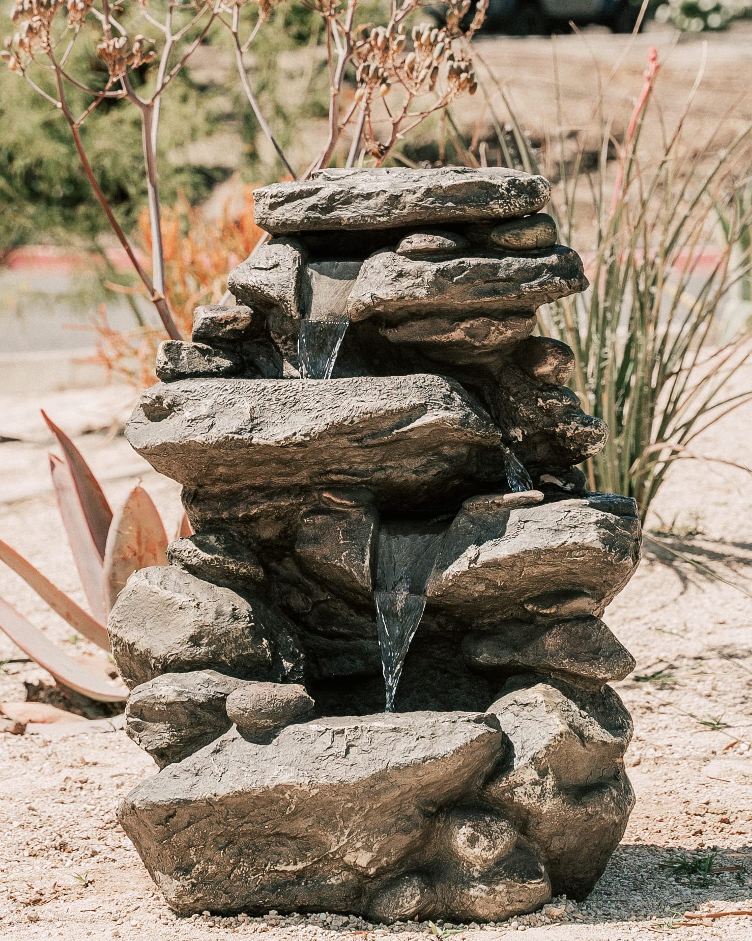 Stacked Stone Waterfall ANAHITA" Stacked Stone Projecting Water