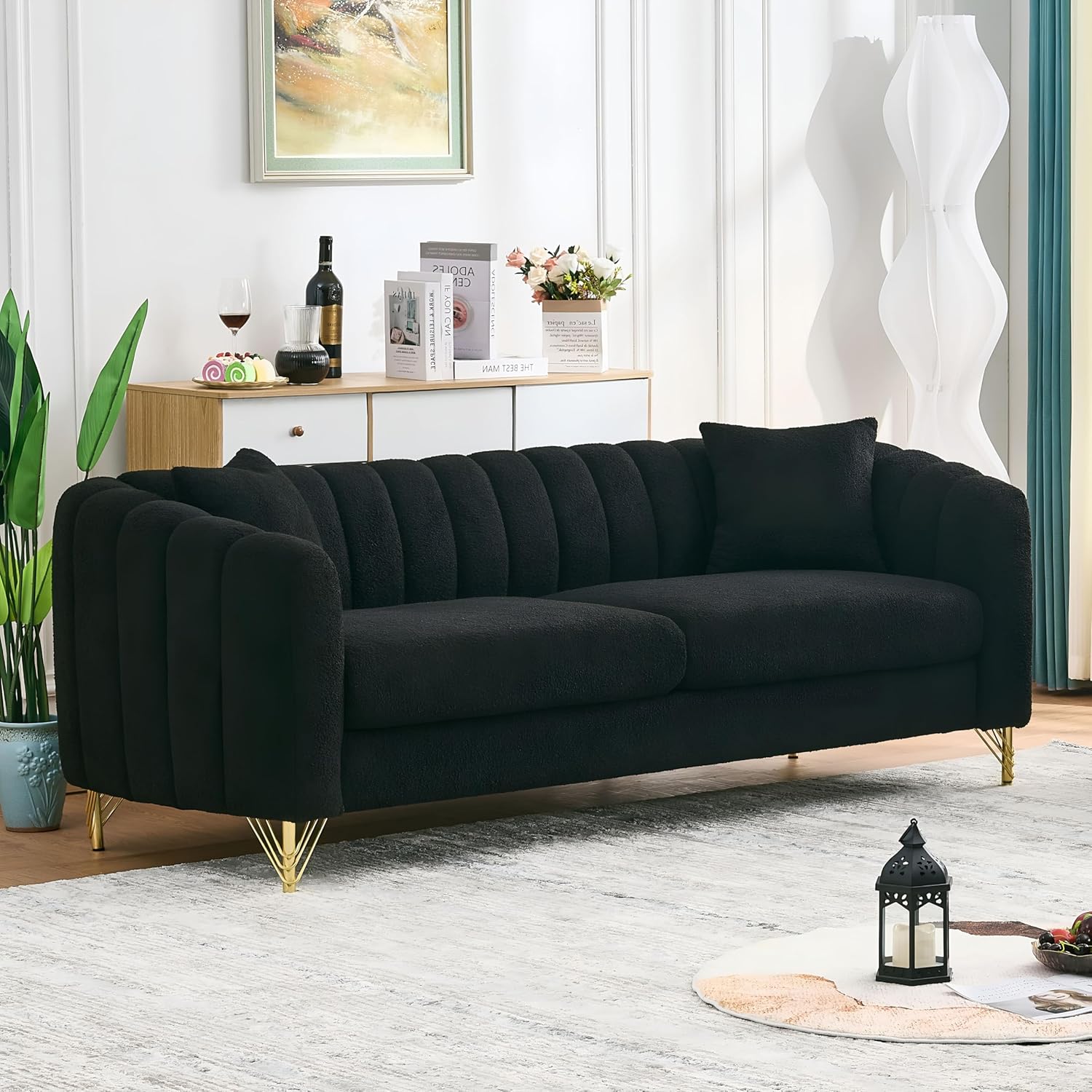 Amazon.com: Black Cloud Couch for Living Room, 80.7" Modern Comfy ...