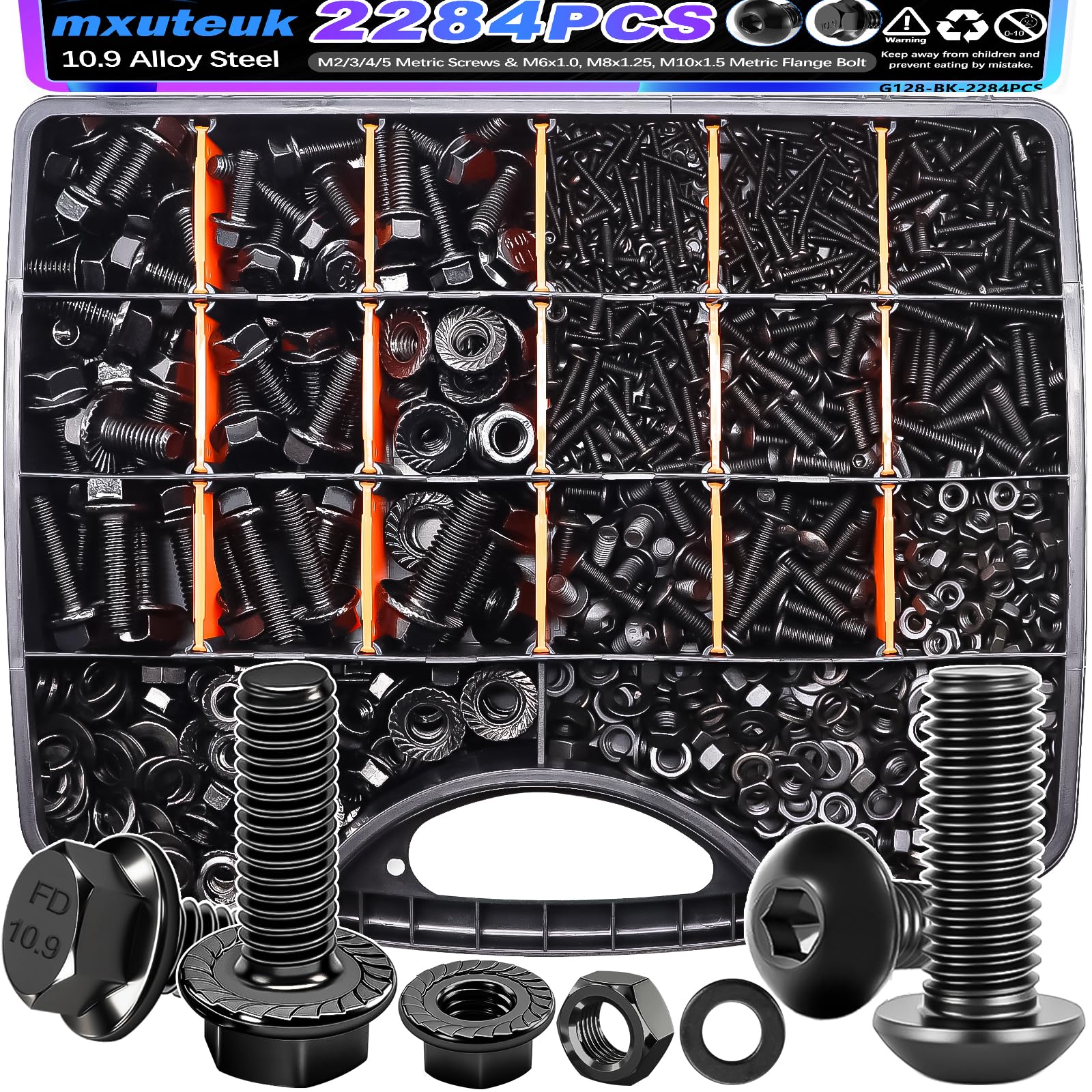 Snapklik.com : Mxuteuk 2284PCS Metric Screws & Flange Bolt Assortment ...
