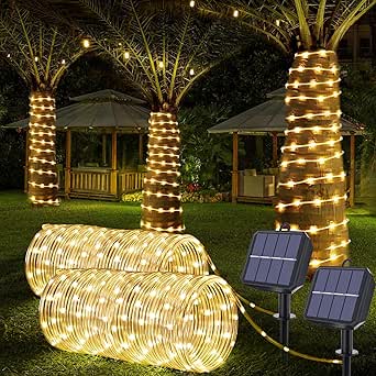 Solar Rope Lights, 2 Packs Total 132ft 400LED Solar String Lights, 8 ...