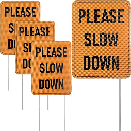 Amazon.com : 4 Pack Please Slow Down Signs for Yard with Stakes, 16x12 ...