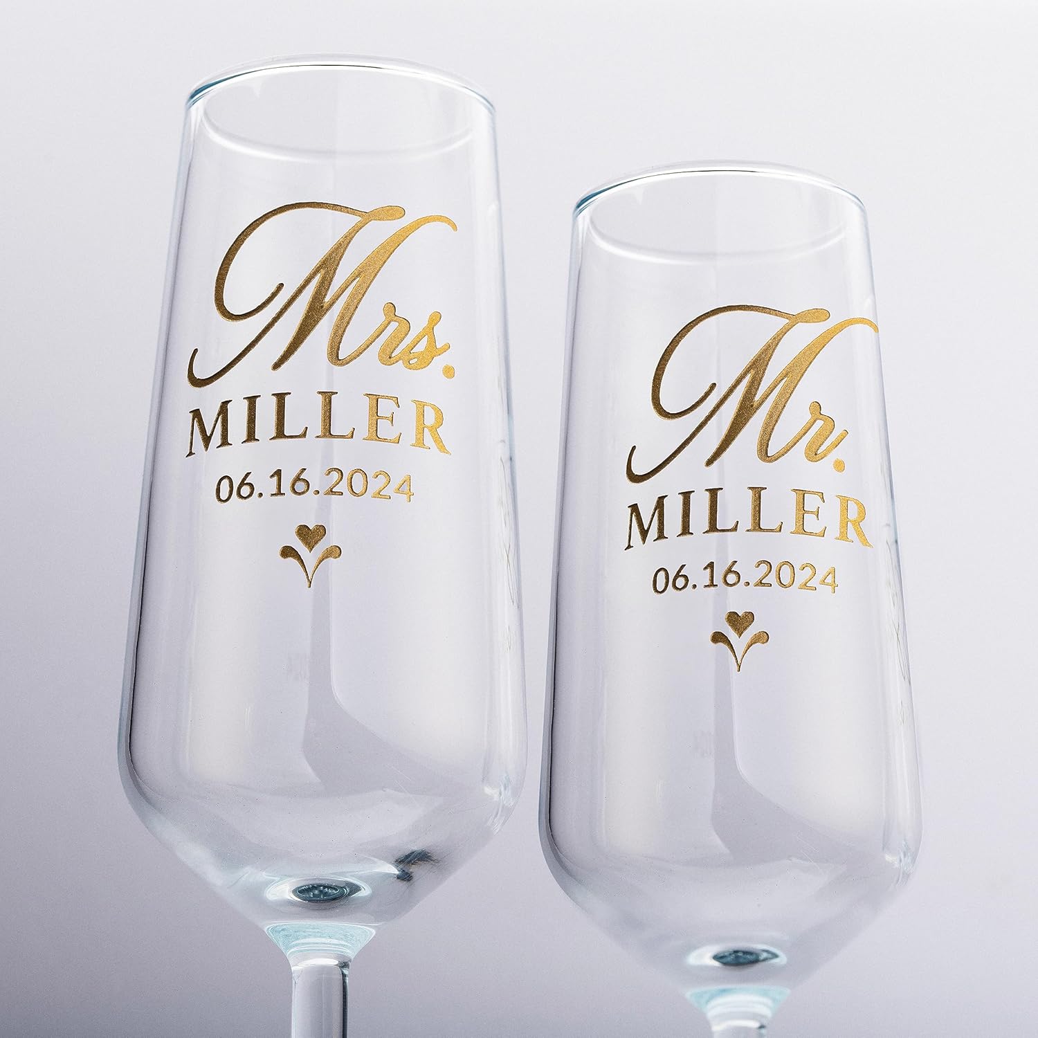 Amazon.com | Personalized Mr & Mrs Wedding Champagne Flutes, Sandblast ...