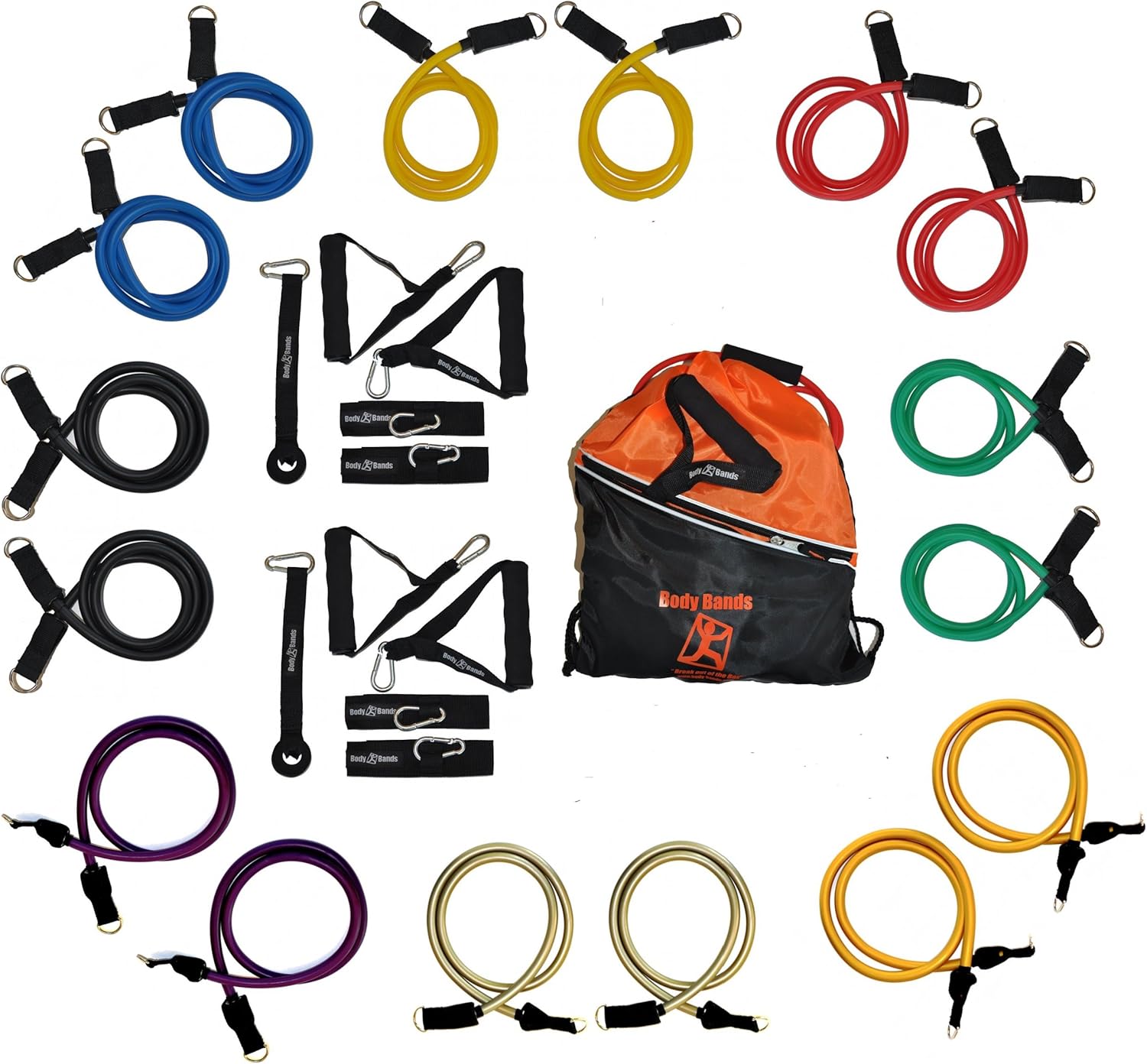 Amazon.com: Body-Bands Resistance Tubing Band Set #7, with Reinforced D ...