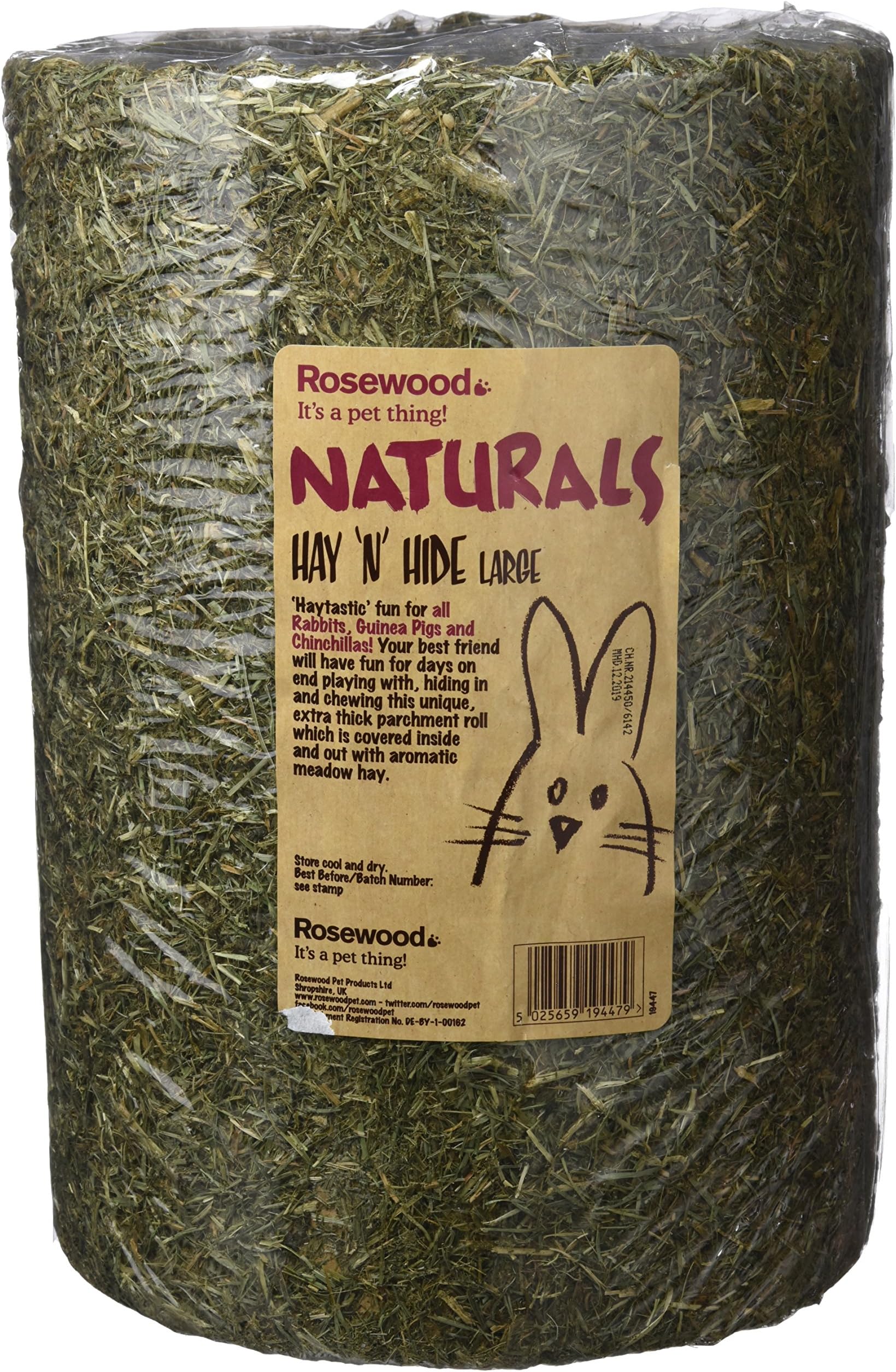 Rosewood Naturals Hay ‘n’ Hide Roll, Small Animal Edible Play Tunnel ...