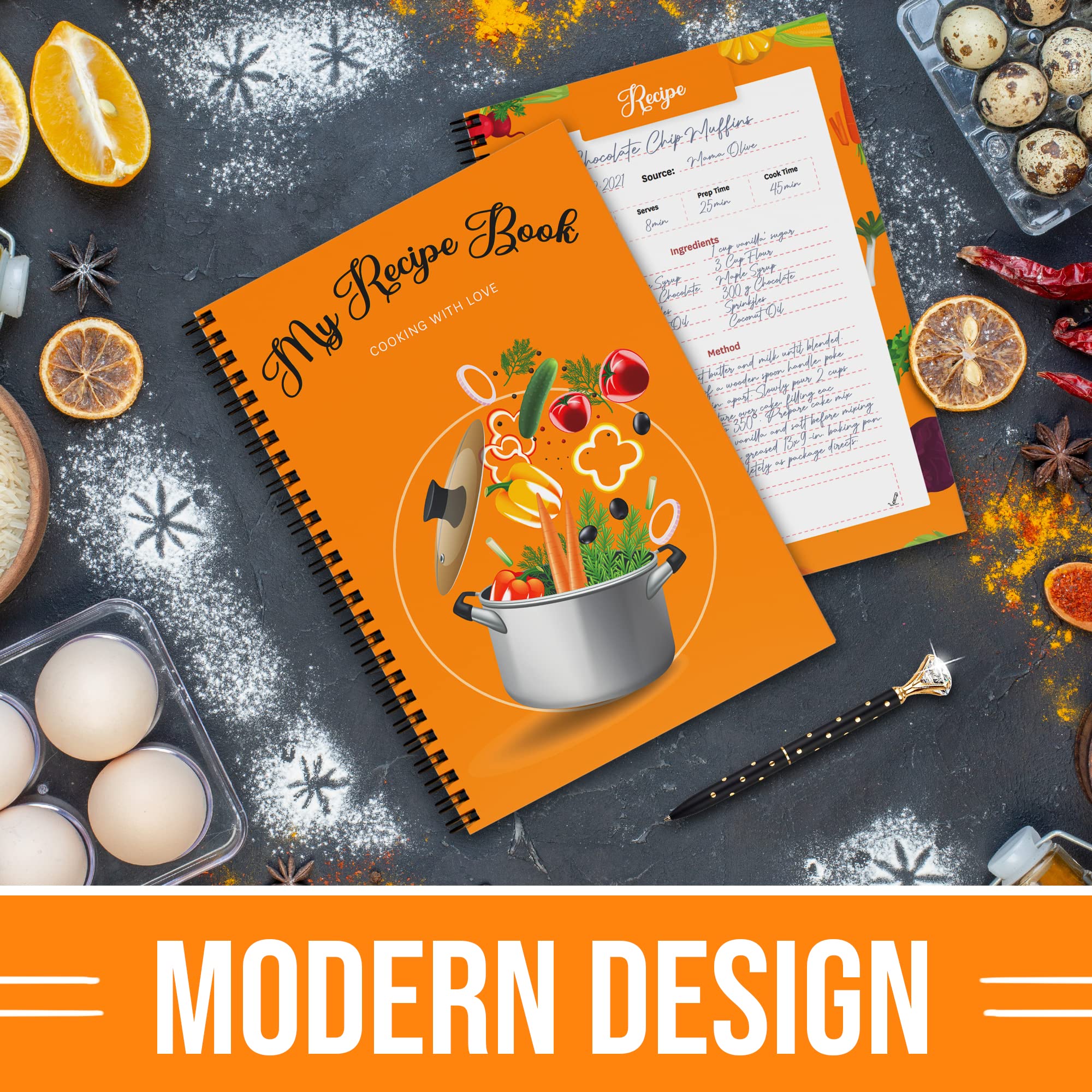 Recipe Book with Diamond Pen, Marble Recipe Book to Write Your Own ...