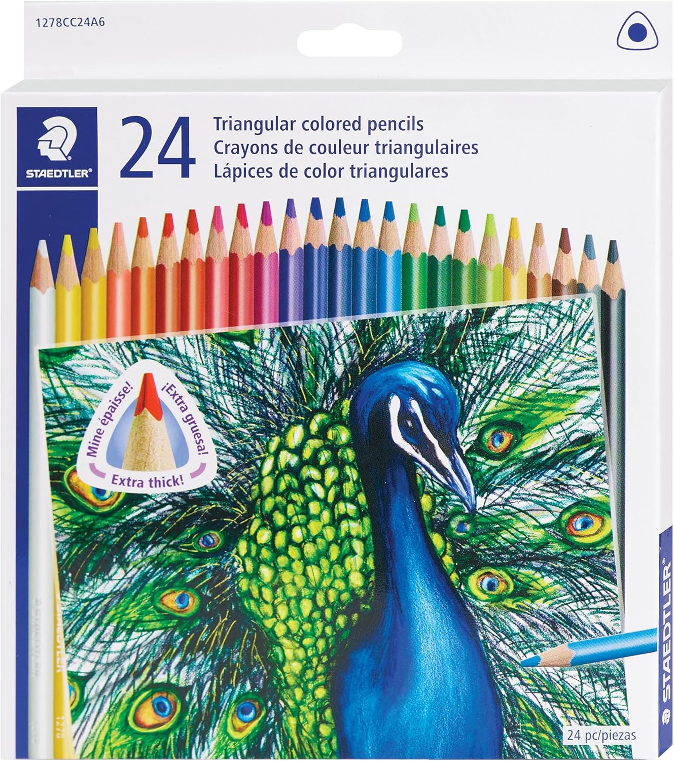 Staedtler Triangular Colored Pencils 24-Pack with Ergonomic Grip