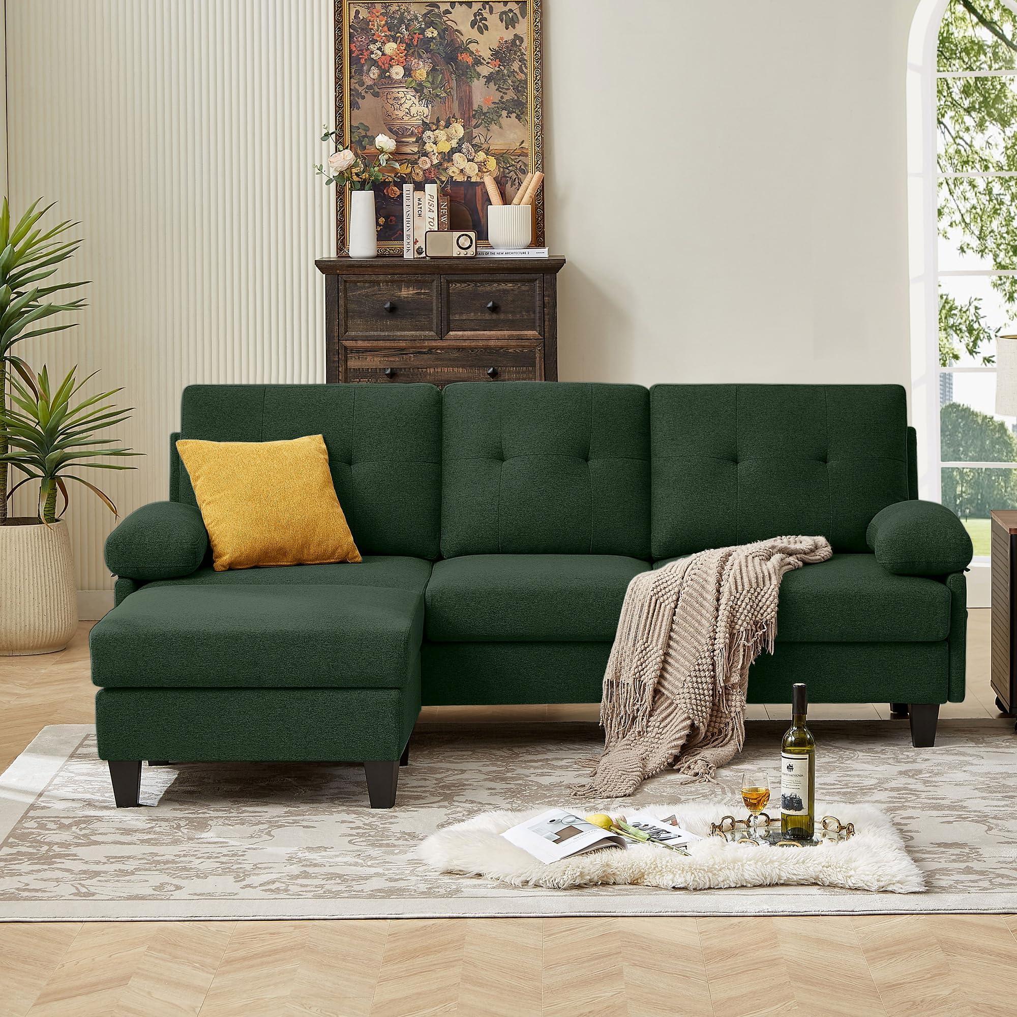 Amazon.com: Jarenie 86" Convertible Sectional Sofa, 3 Seat L Shaped ...