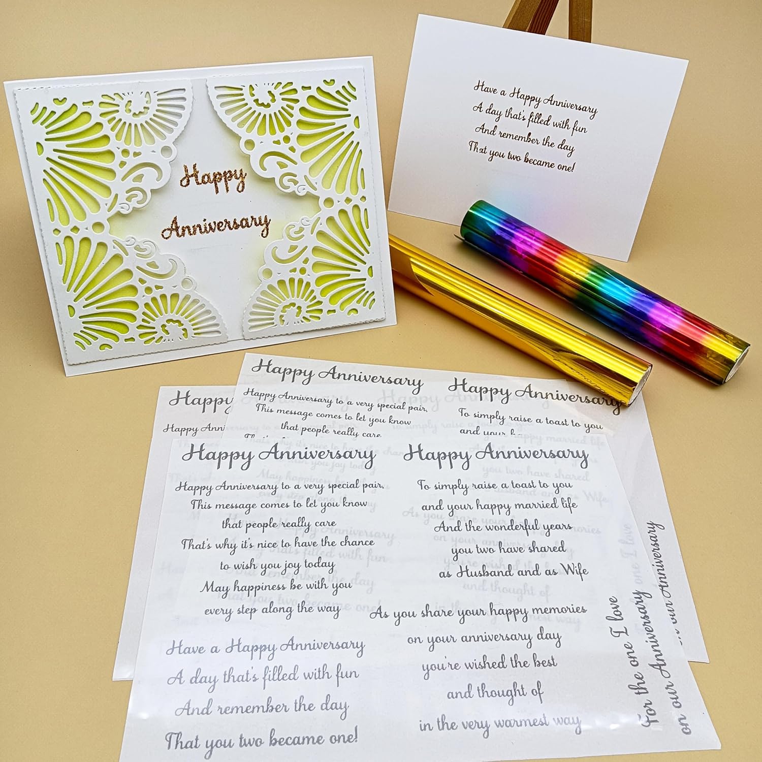 Amazon.com: 5" x 7"-3 Sheets Happy Anniversary Foil Transfer Sticker ...