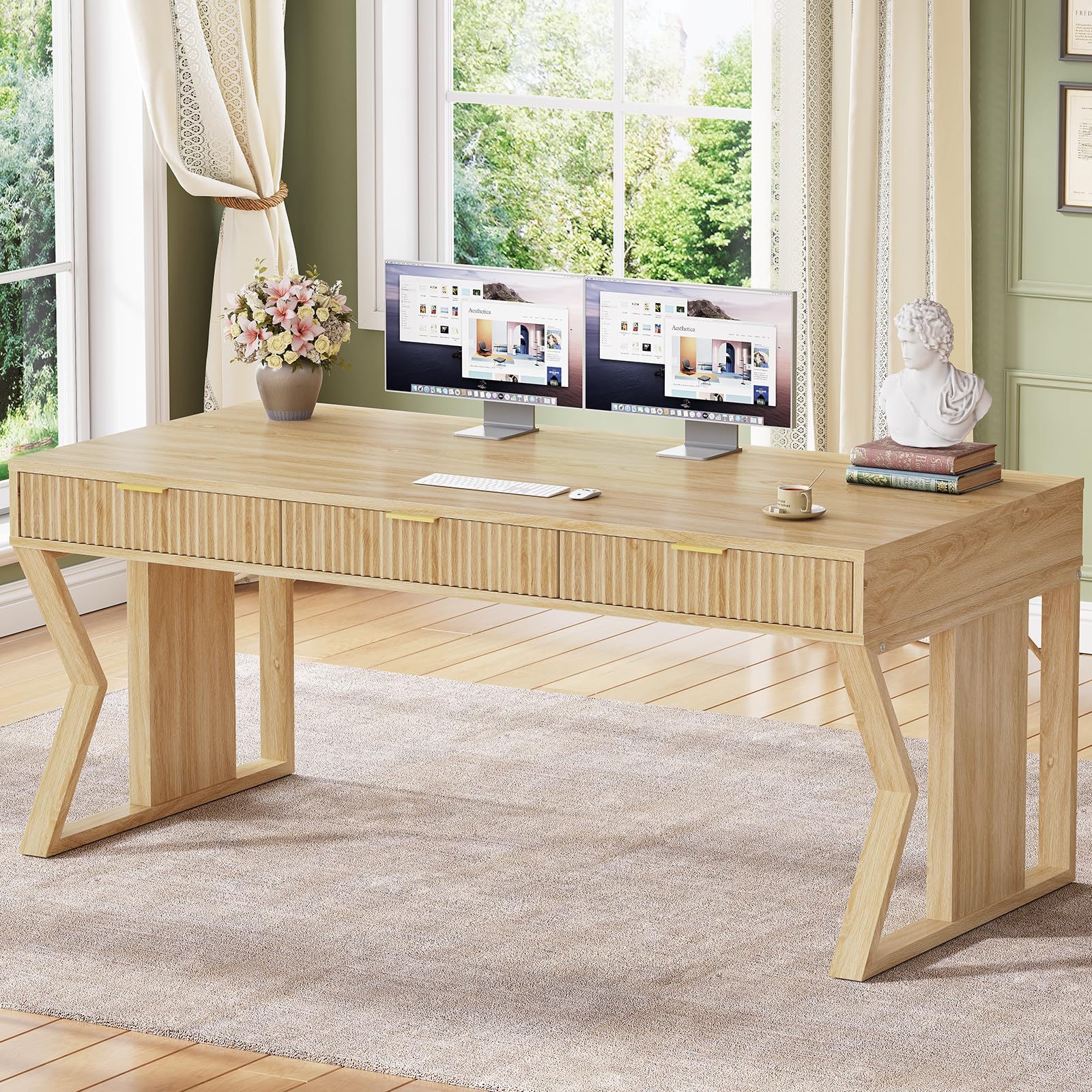 Amazon.com: SEDETA 55" Executive Office Desk with 3 Drawers, Home ...