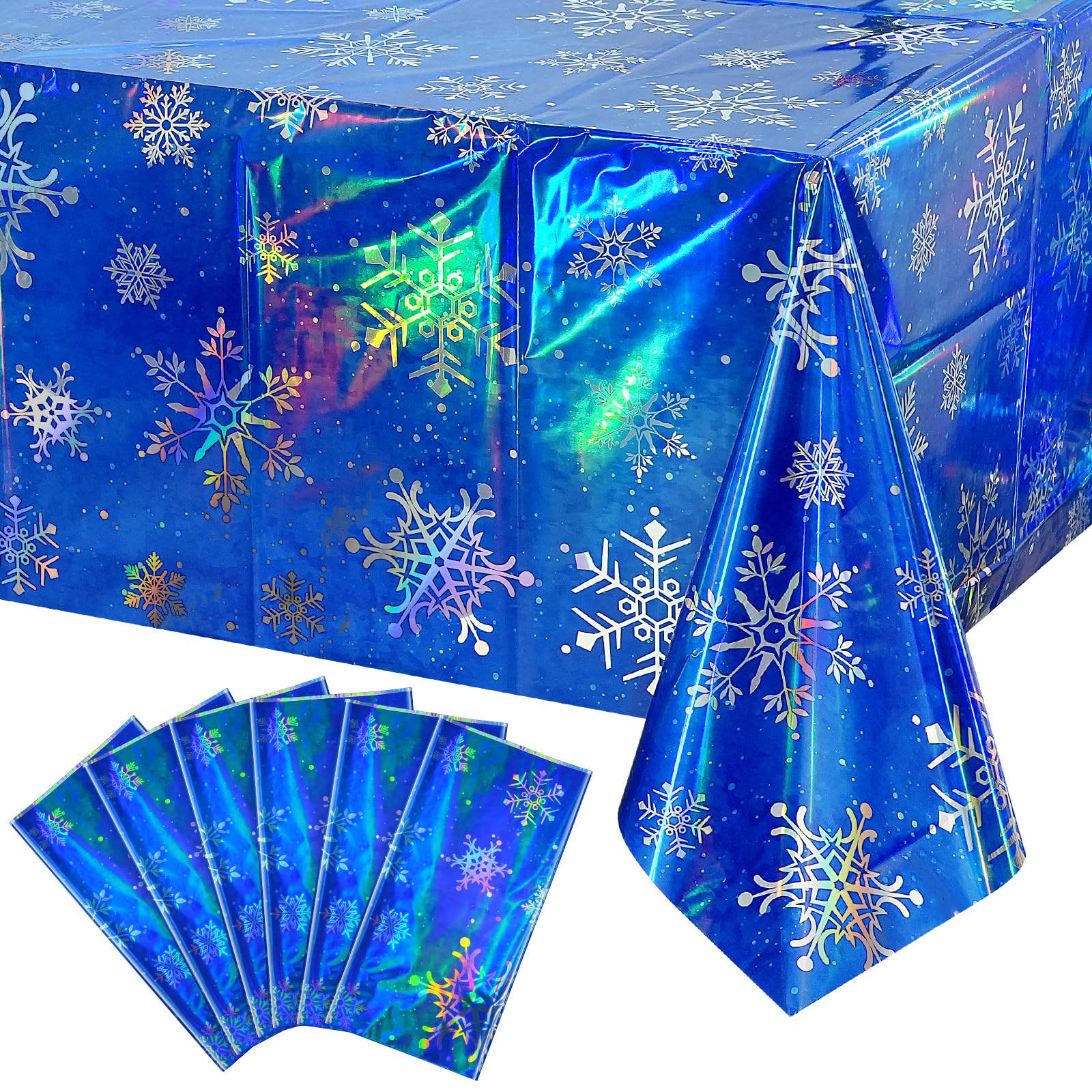 Amazon.com: 6 Pack Christmas Iridescent Snowflake Tablecloth ...