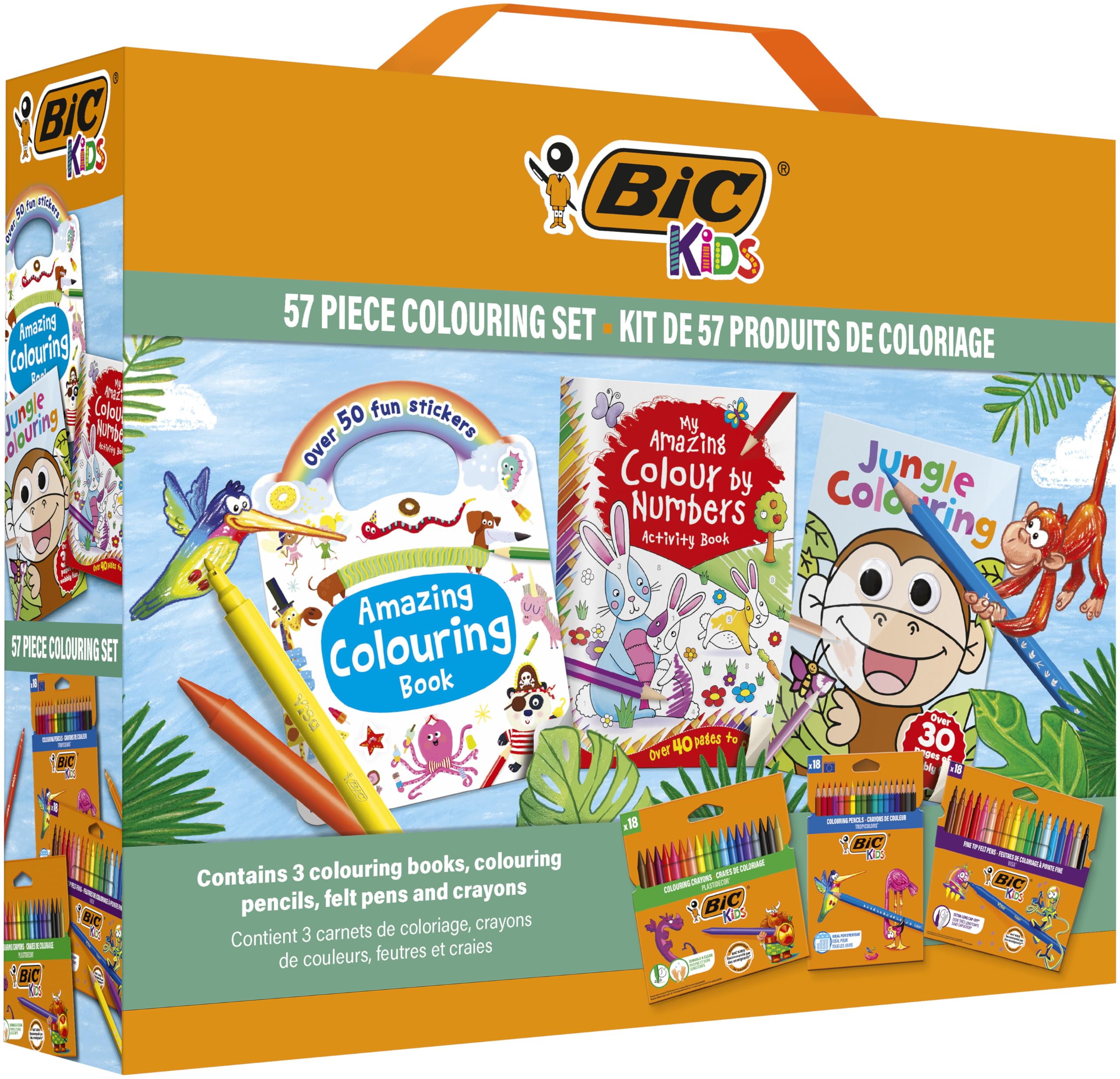 BIC Kids 57 Piece Colouring Set: 18 Colouring Pencils, 18 Felt Tip Pens ...