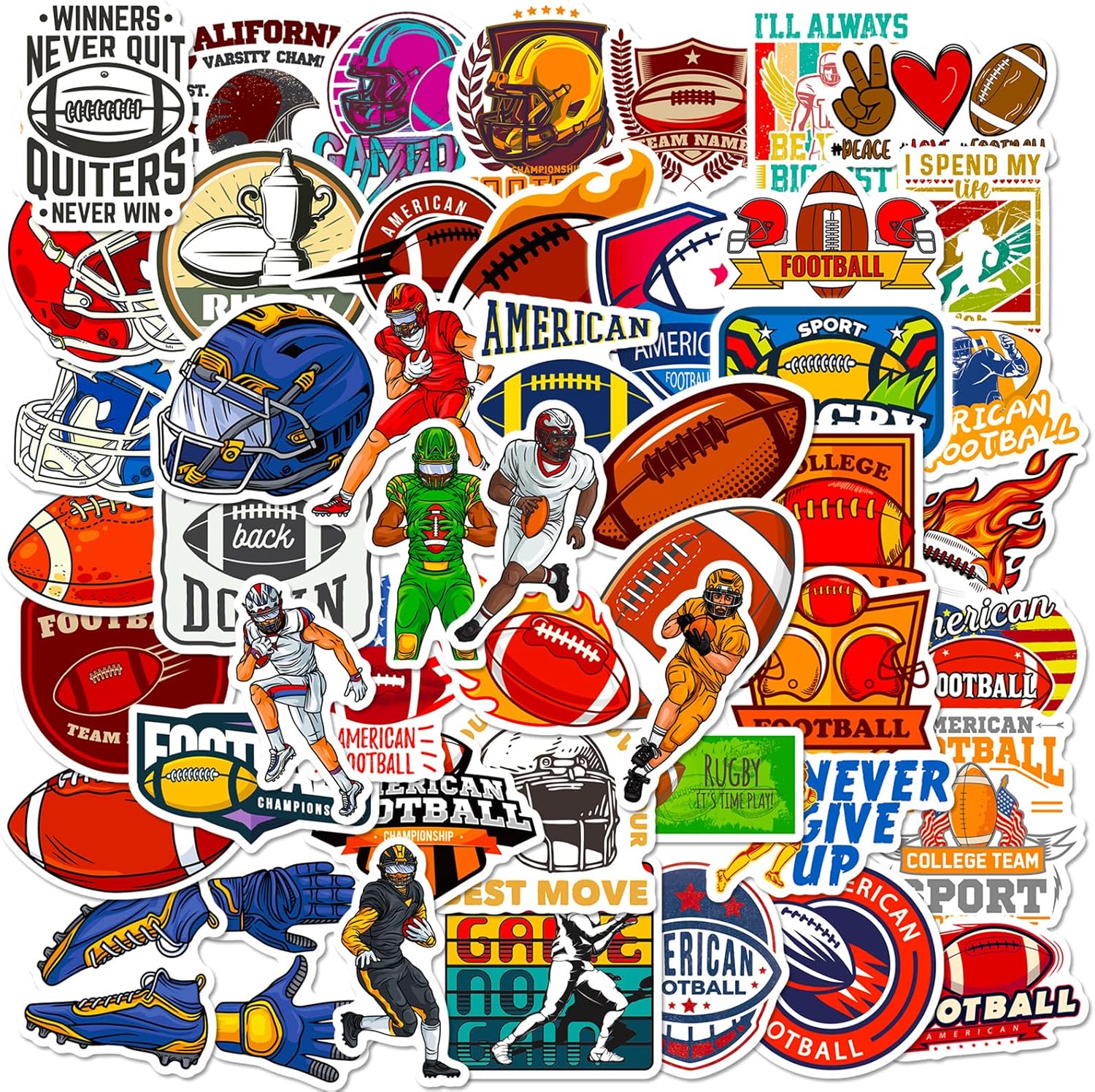 Amazon.com: jixiejumo Football Stickers 50 Pcs, American Sports Gift ...