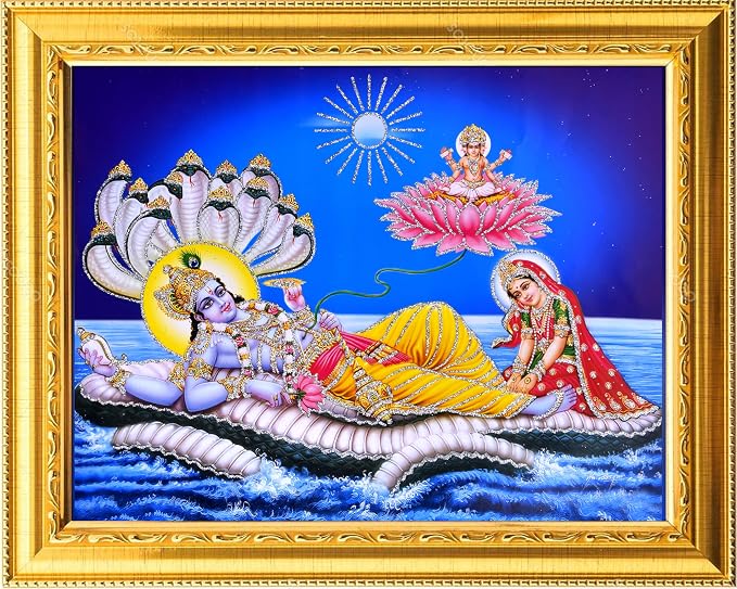 NDFRAME laxmi Narayan garuda Hindu Bhagwan Devi Devta golden designed ...