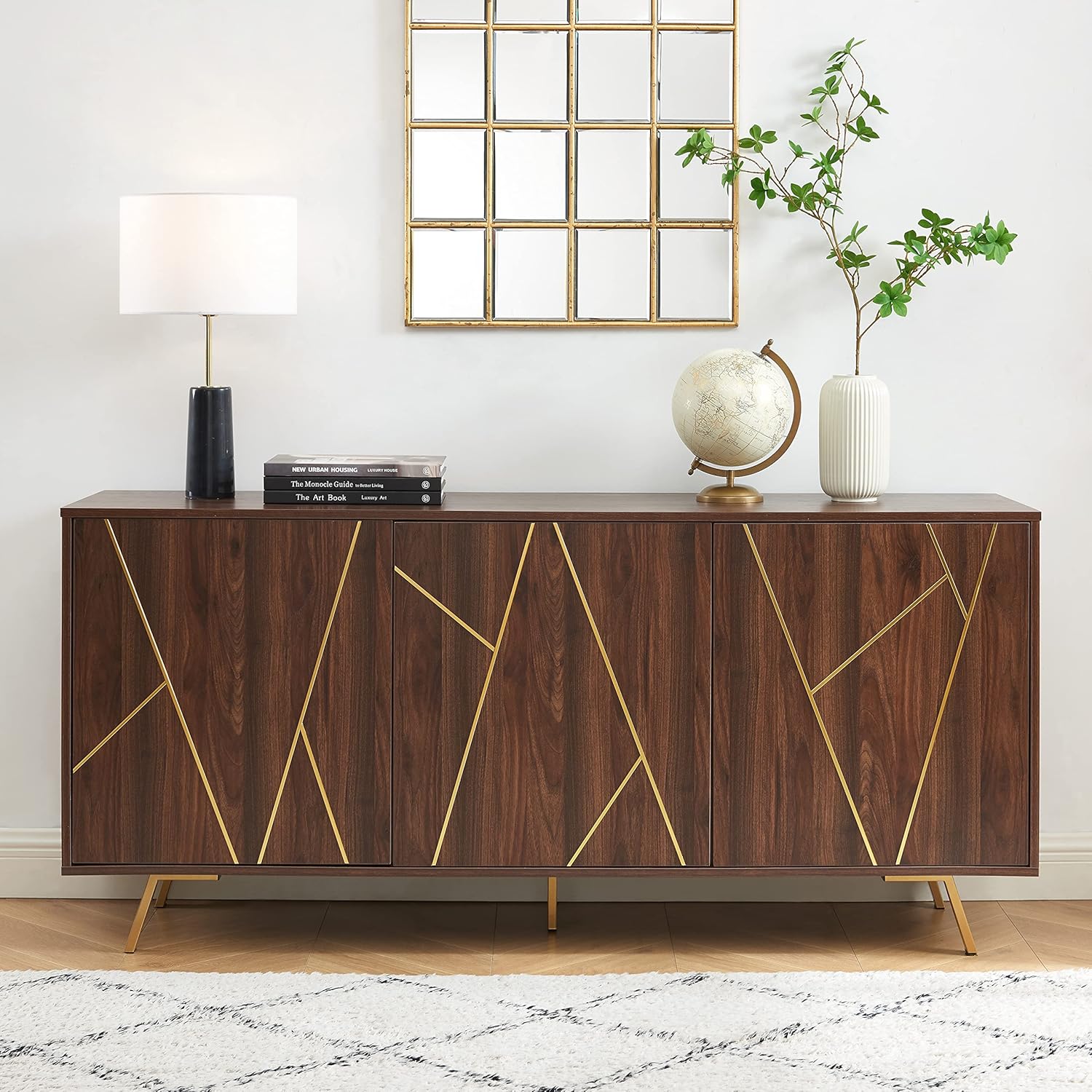 Amazon.com - EDYO LIVING 63" Large Sideboard Buffet Cabinet with Metal ...