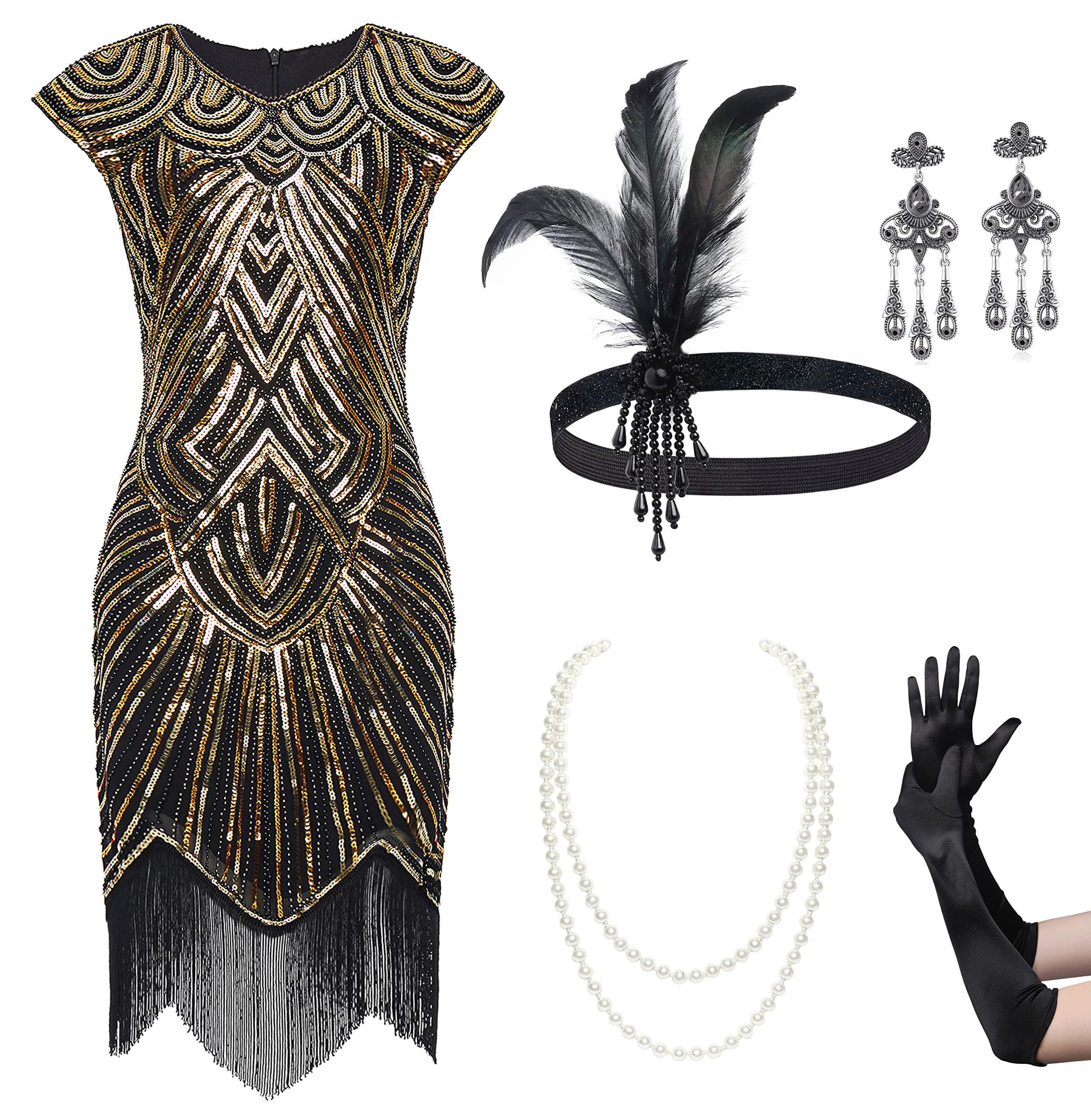BABEYOND 1920s Flapper Dresses Set 20s Great Gatsby Dress 1920s Fringed ...