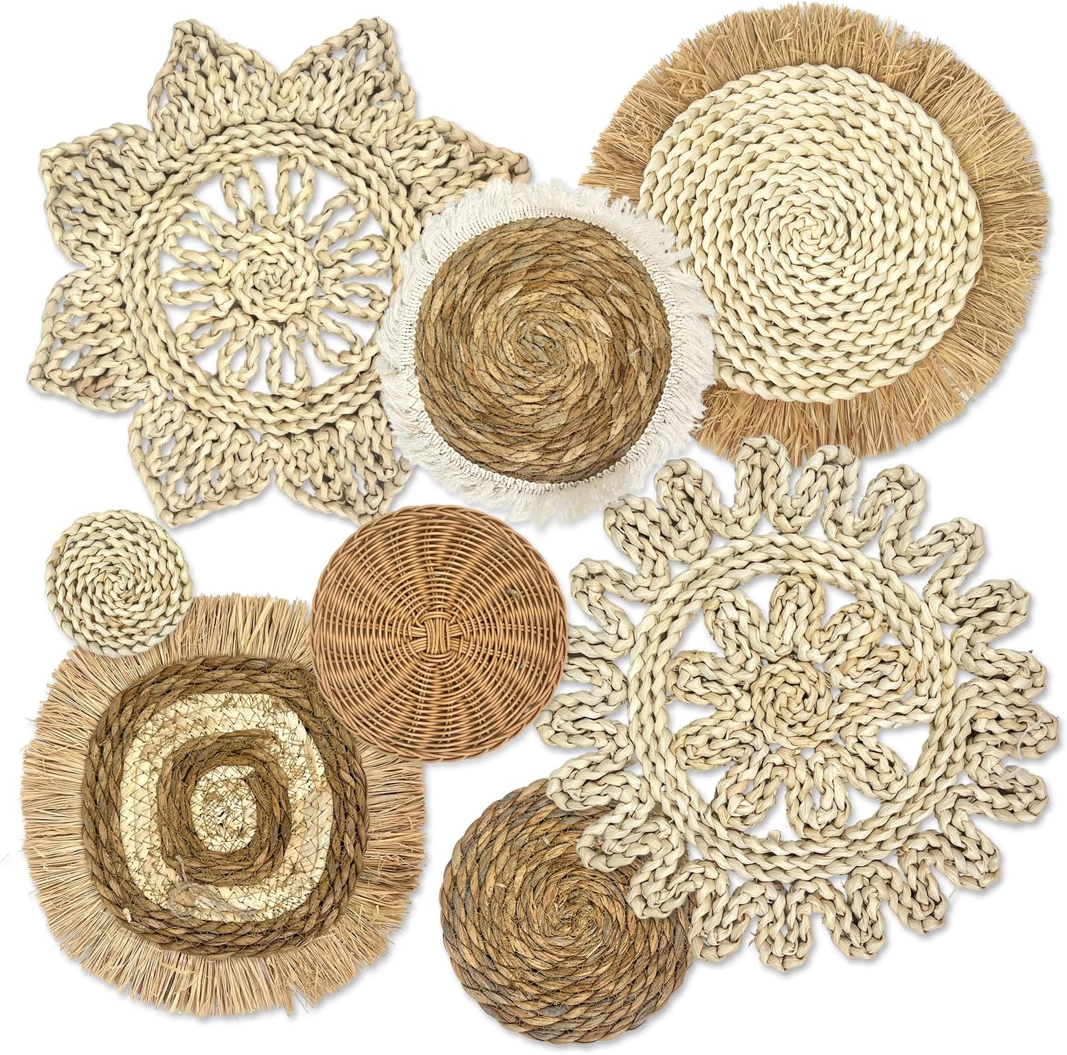 Amazon.com: Boho Wall Basket Decor, 8 Pcs Hanging Woven Baskets ...