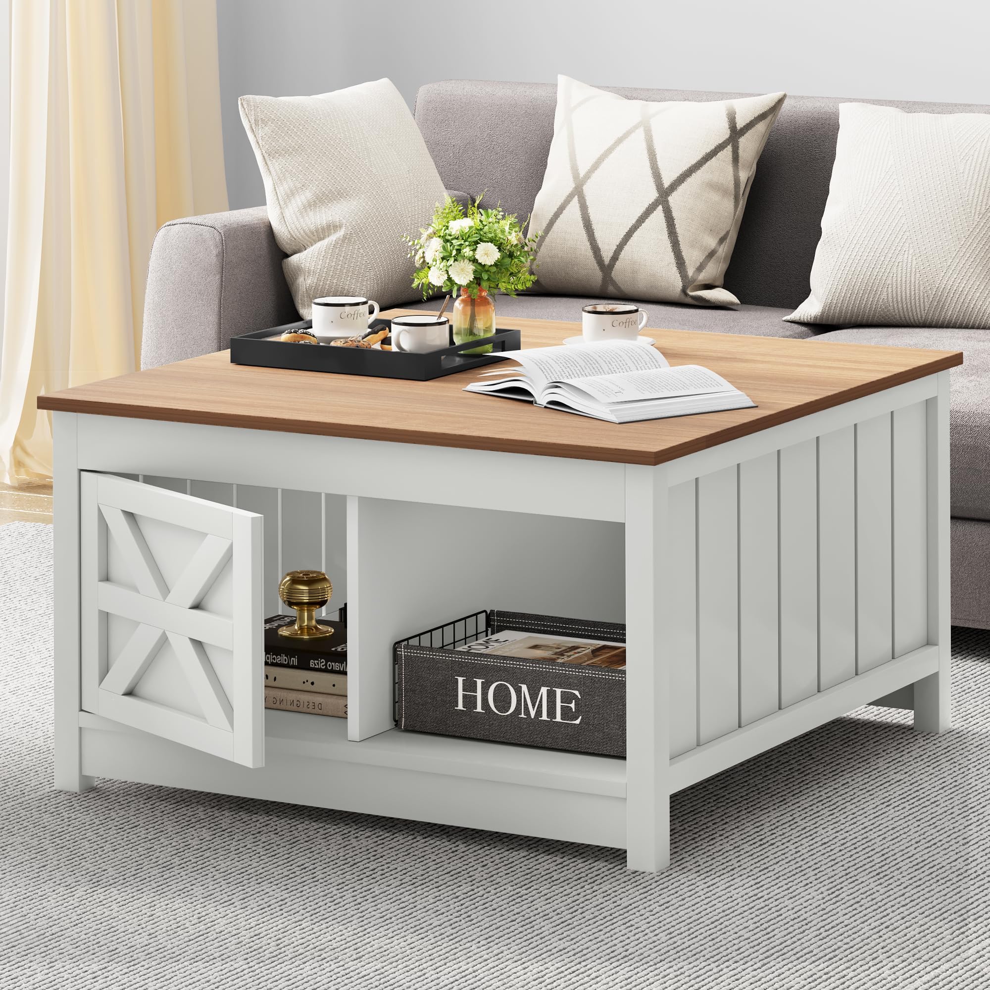 Amazon.com: JOMEED 31.5 Inch Square Coffee Table with Bottom Storage ...