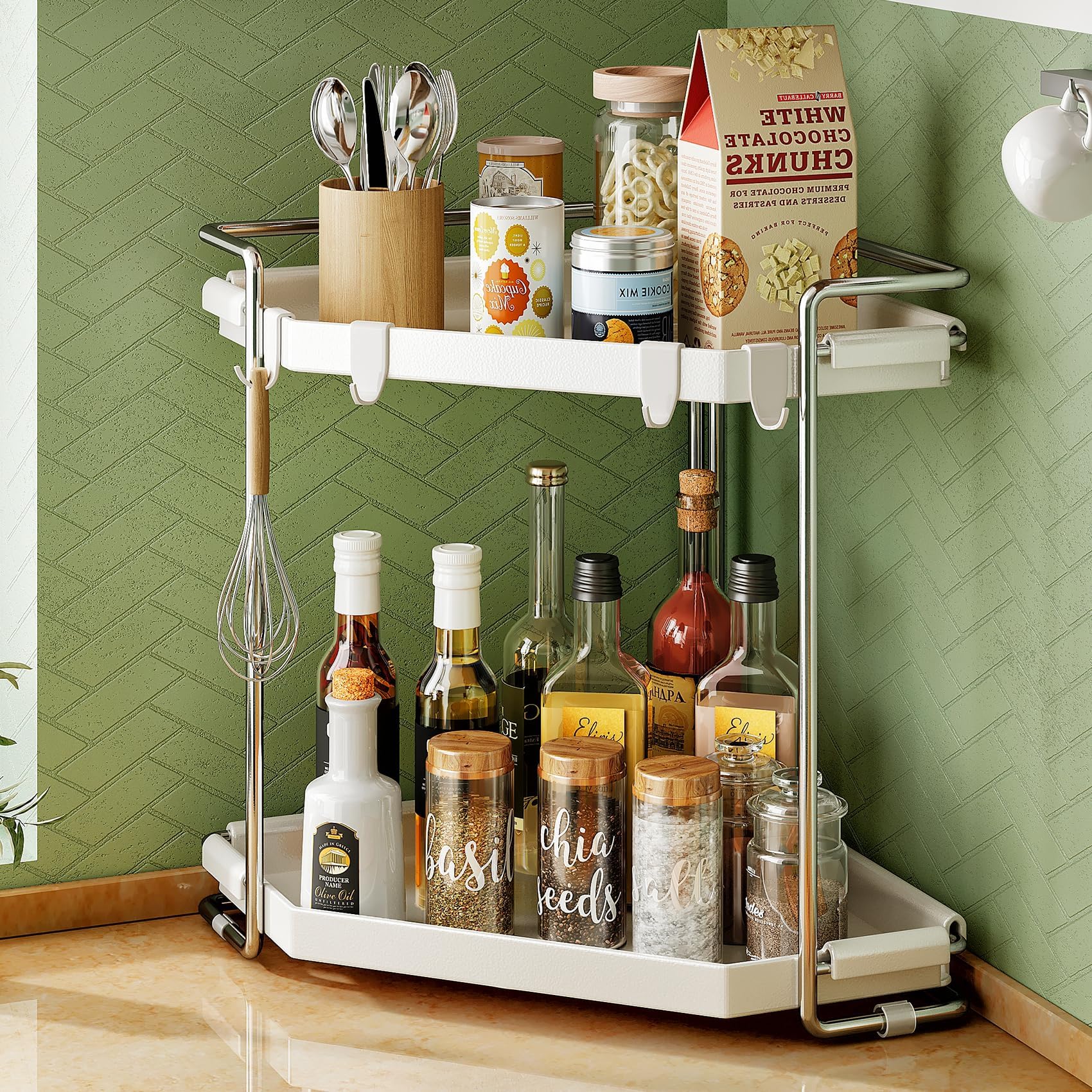 Amazon.com: Spice Rack Organizer Corner Shelf - 2 Tier Countertop Spice ...