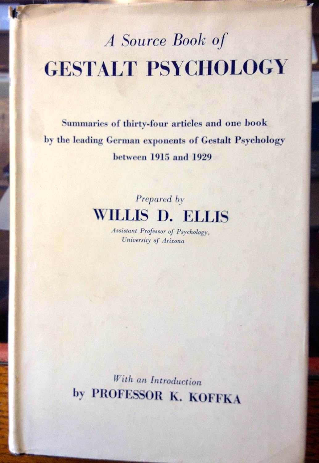 A Source Book of Gestalt Psychology 1967 Edition HARDCOVER: Willis D ...