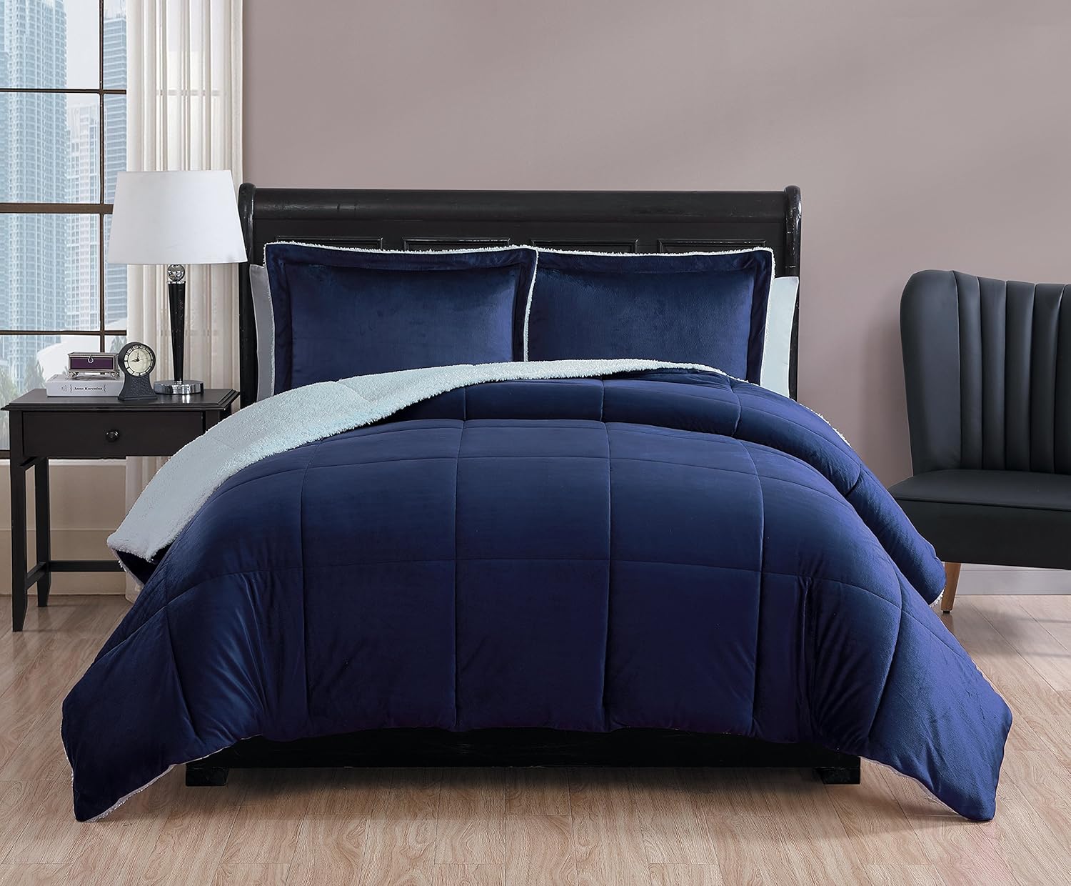 Amazon.com: VCNY Home Micro Mink Comforter Set King Navy 3 Piece : Home ...
