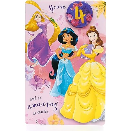 UK Greetings Disney 4th Birthday Card For Her/Girl With Envelope ...
