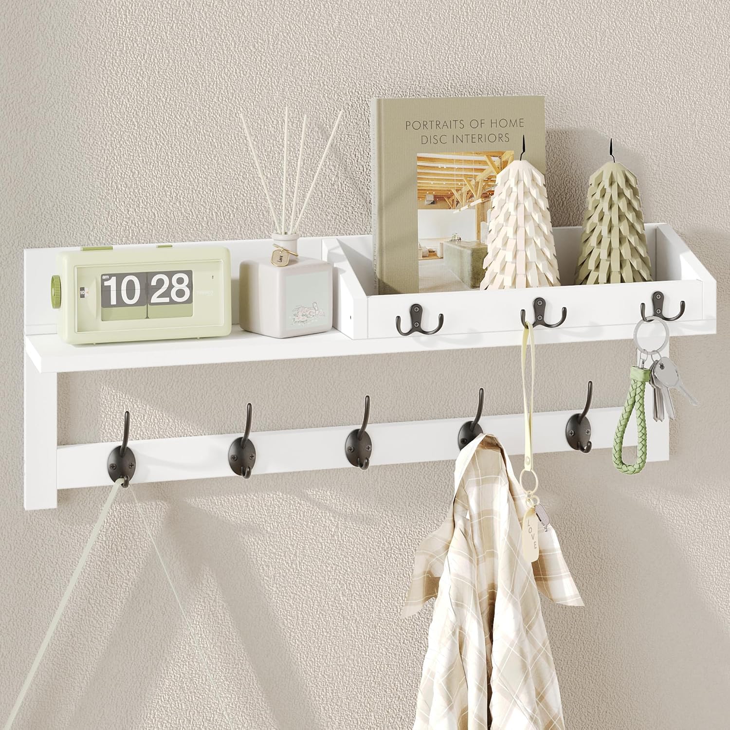 Amazon.com: AMBIRD 26.57-Inch Wall Hanging Shelf With Coat Hooks ...
