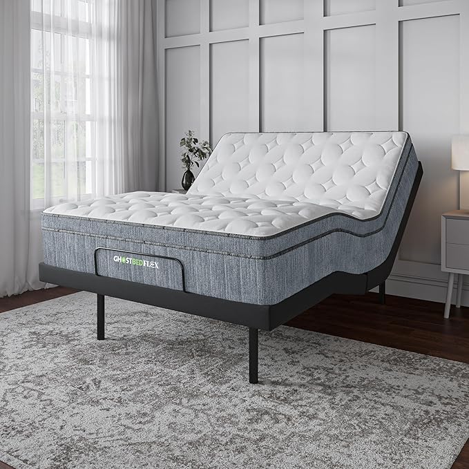 Amazon.com: GhostBed Adjustable Bed Frame Power Base with Flex Hybrid ...