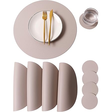 Amazon.com: Wipeable Placemats and Coasters Leather Table Mats ...